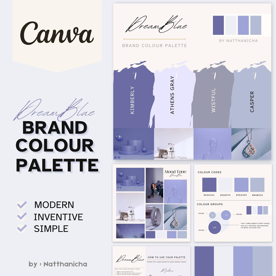 Dreamblue Brand Color Palette: Canva Template With Hex Codes (digital ...
