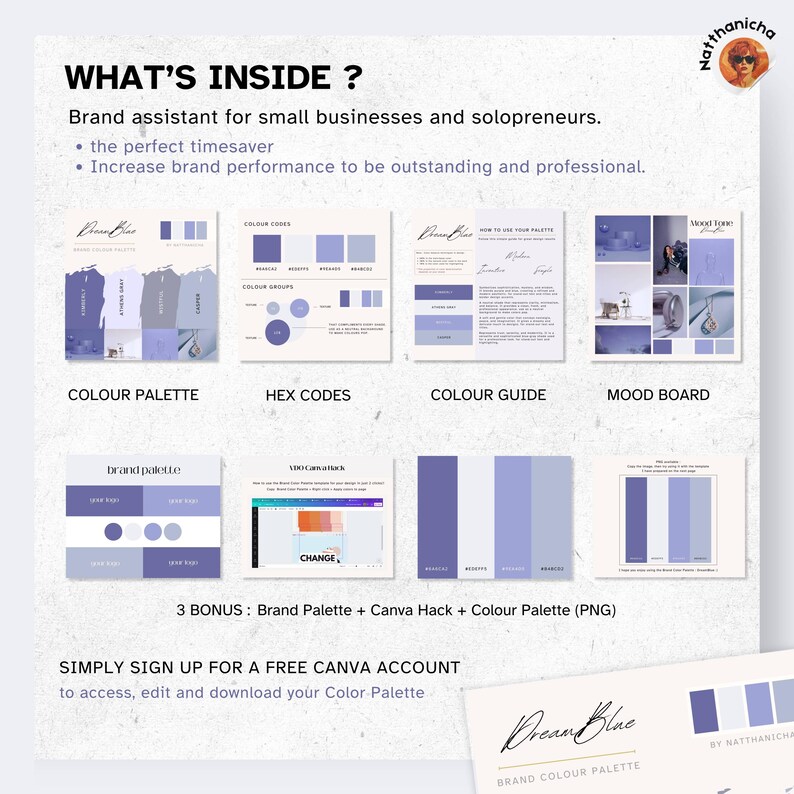 Dreamblue Brand Color Palette: Canva Template With Hex Codes (digital ...