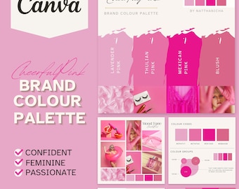 Cheerful Pink Brand Color Palette: Editable Canva Template (digital ...