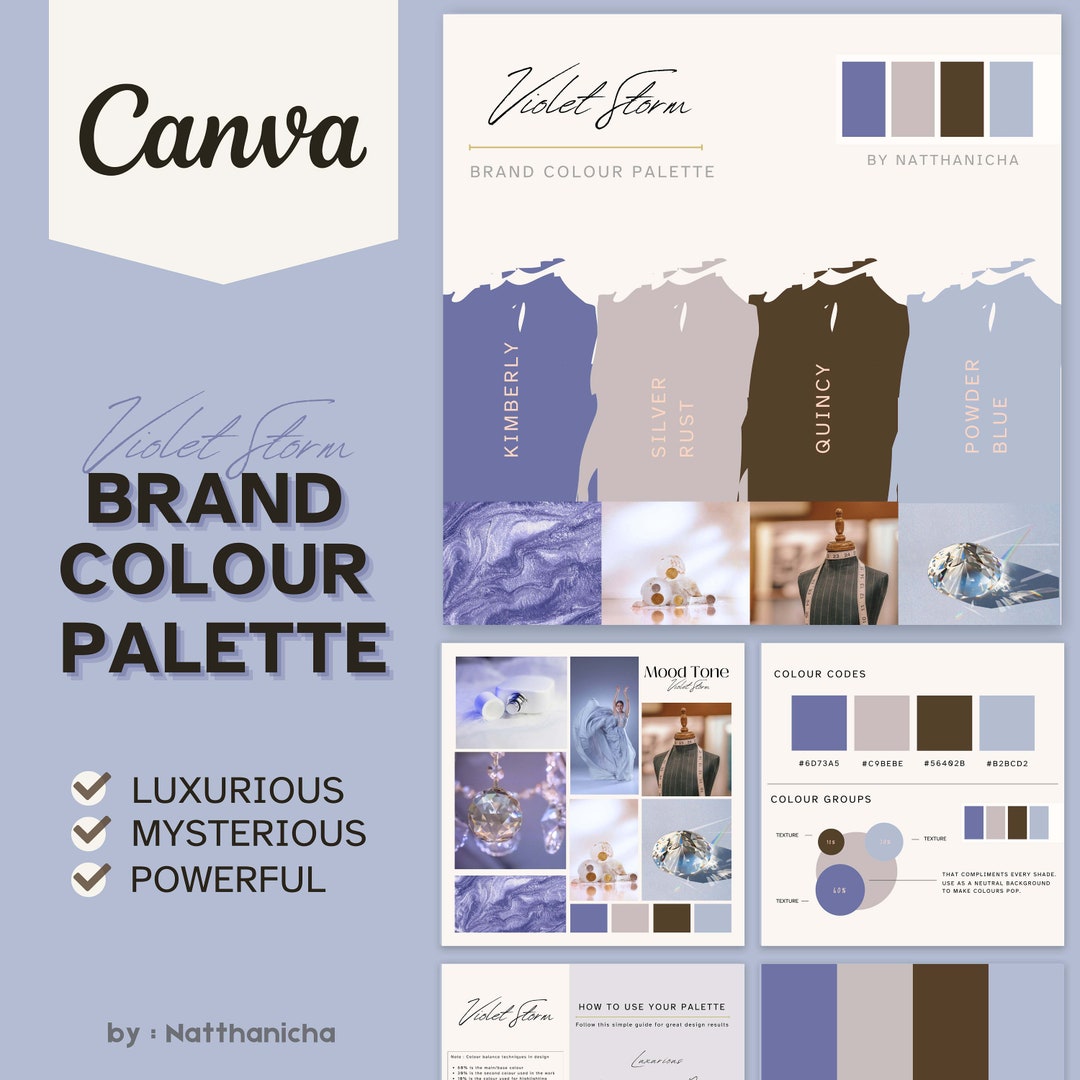 Violet Storm Brand Color Palette: Editable Canva Template - Etsy