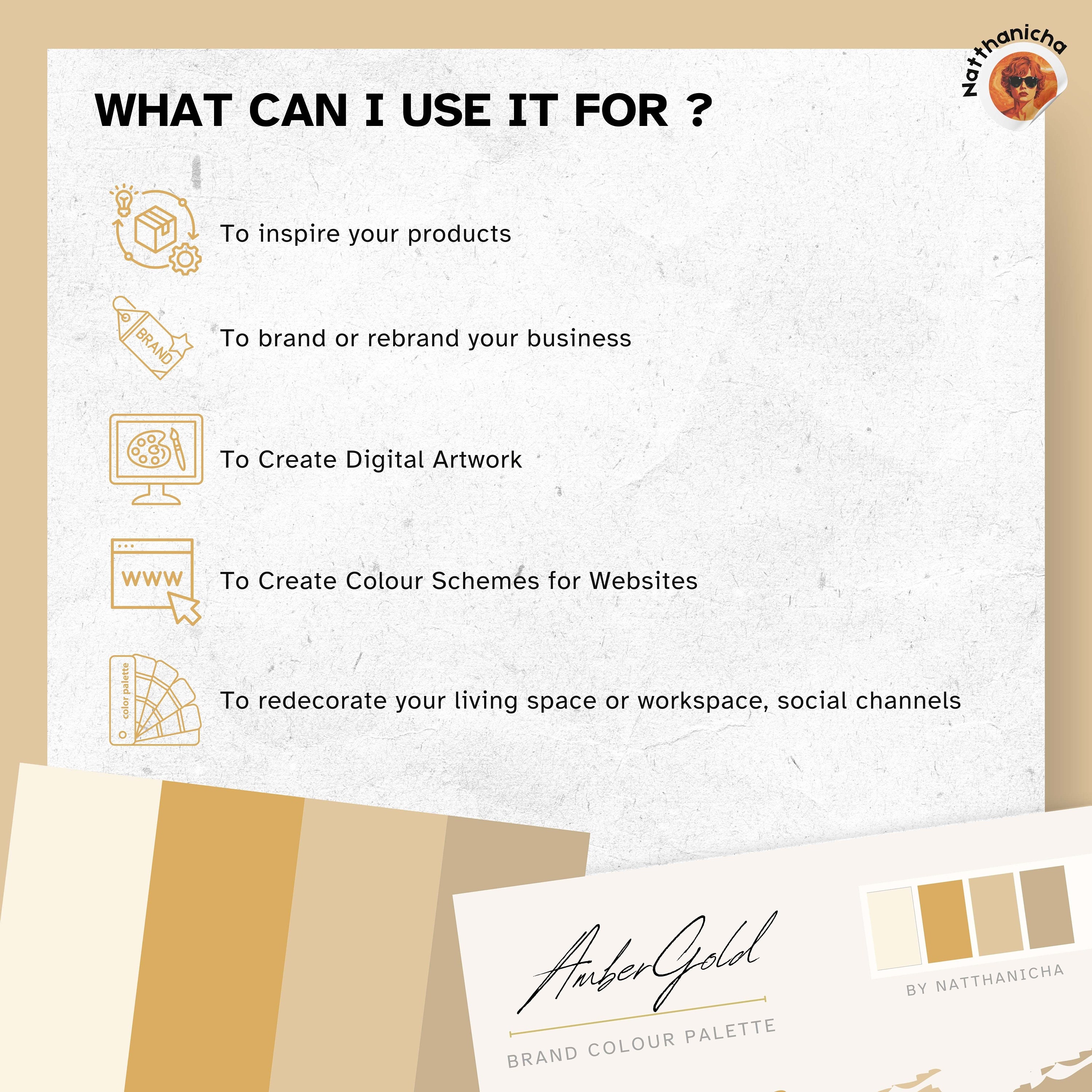 Neutral Brand Color Palette: Amber Gold Canva Template - Etsy