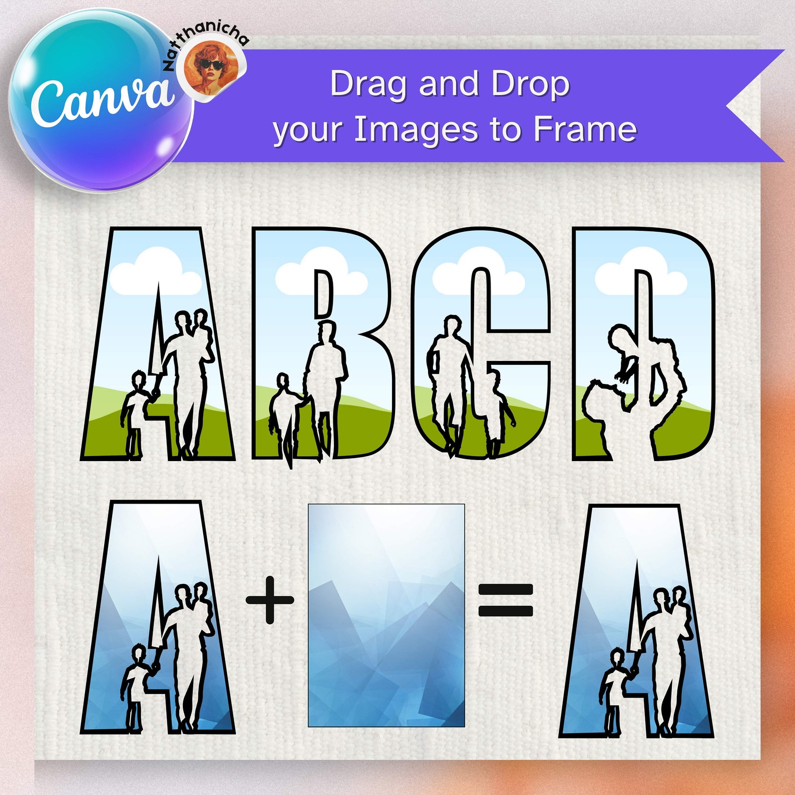 Father Font Frames, Easy Drag and Drop Editable Canva Template Bundle ...