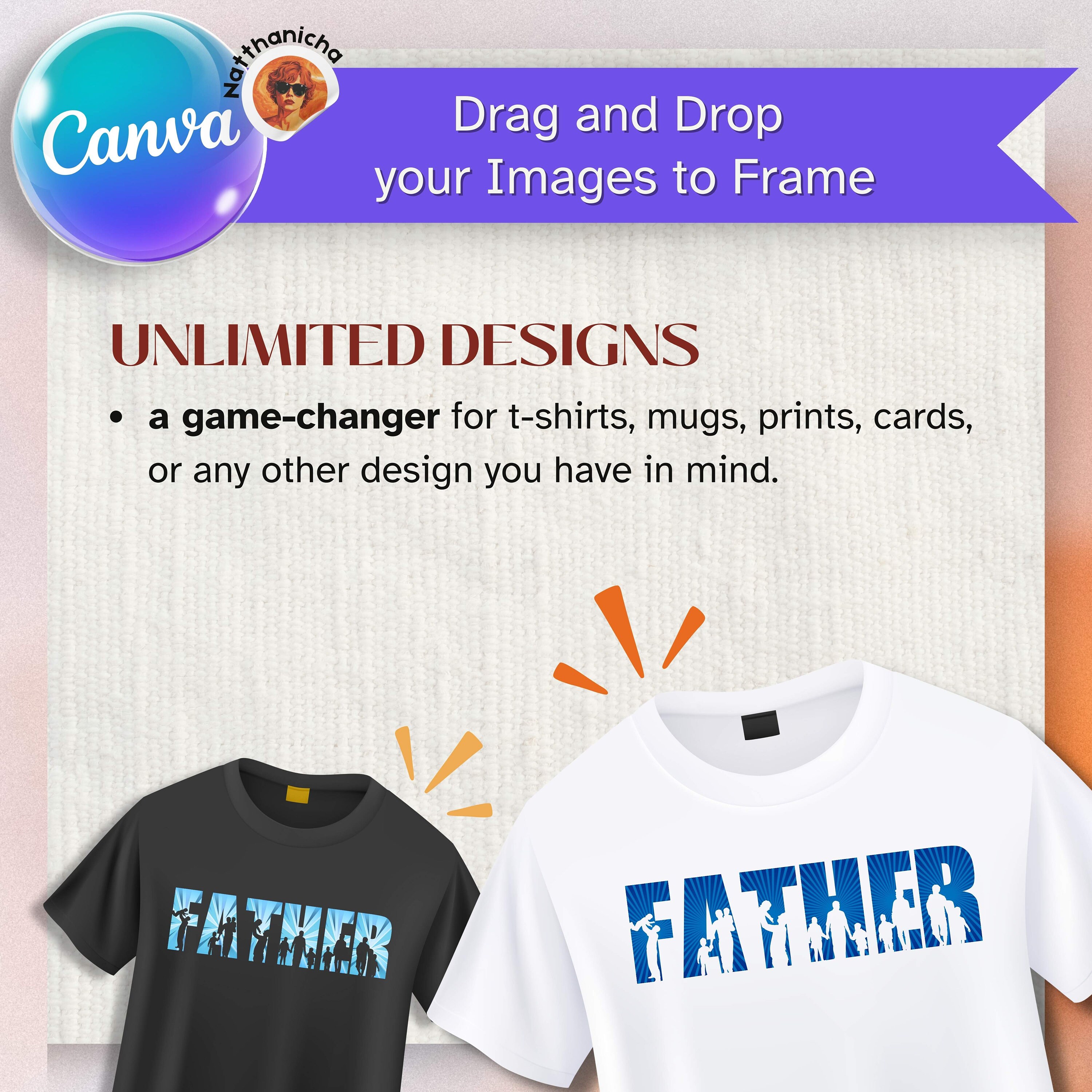 Father Font Frames, Easy Drag and Drop Editable Canva Template Bundle ...