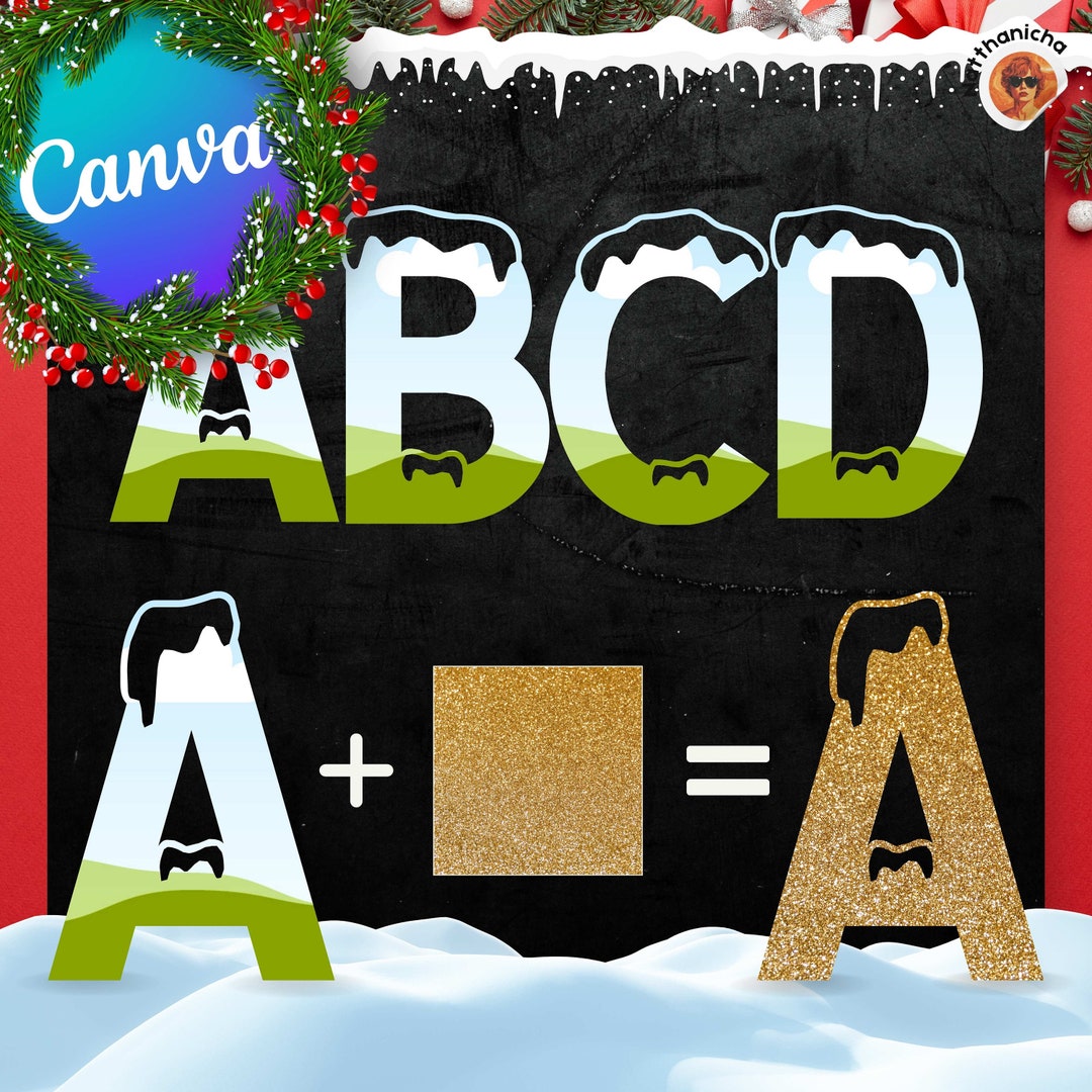 Christmas Canva Font Frames, Easy Drag and Drop Editable Canva Template ...
