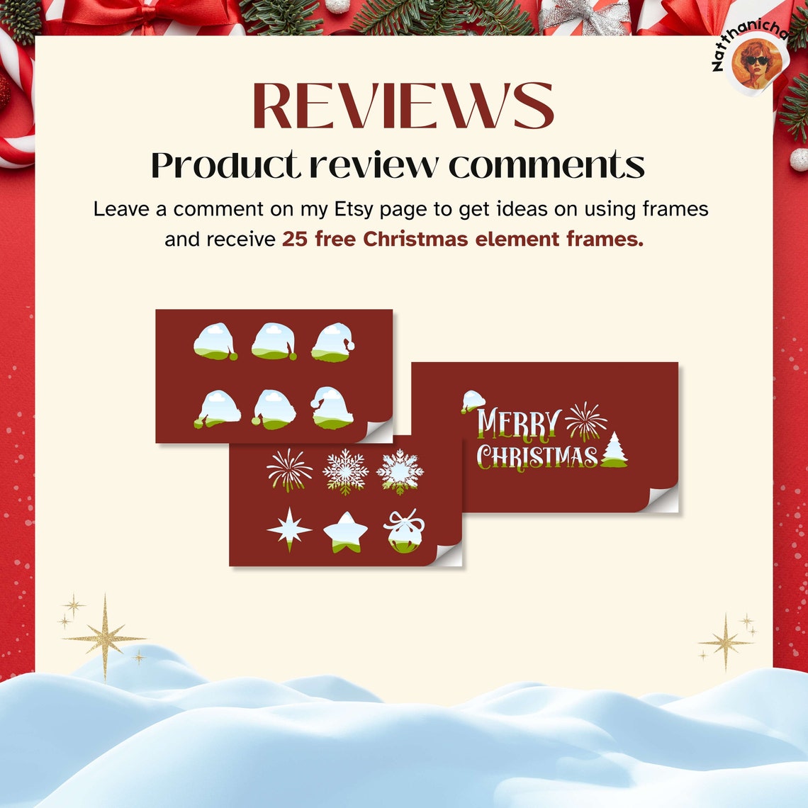 Christmas Canva Font Frames, Easy Drag and Drop Editable Canva Template ...