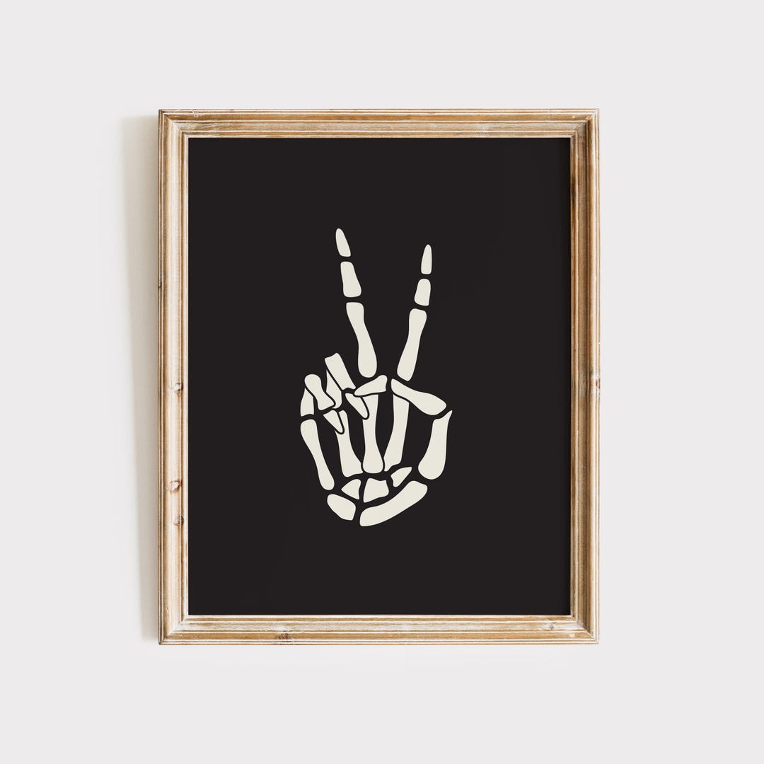 Skeleton Hand Print, Digital Download, Halloween Printable, Neutral ...