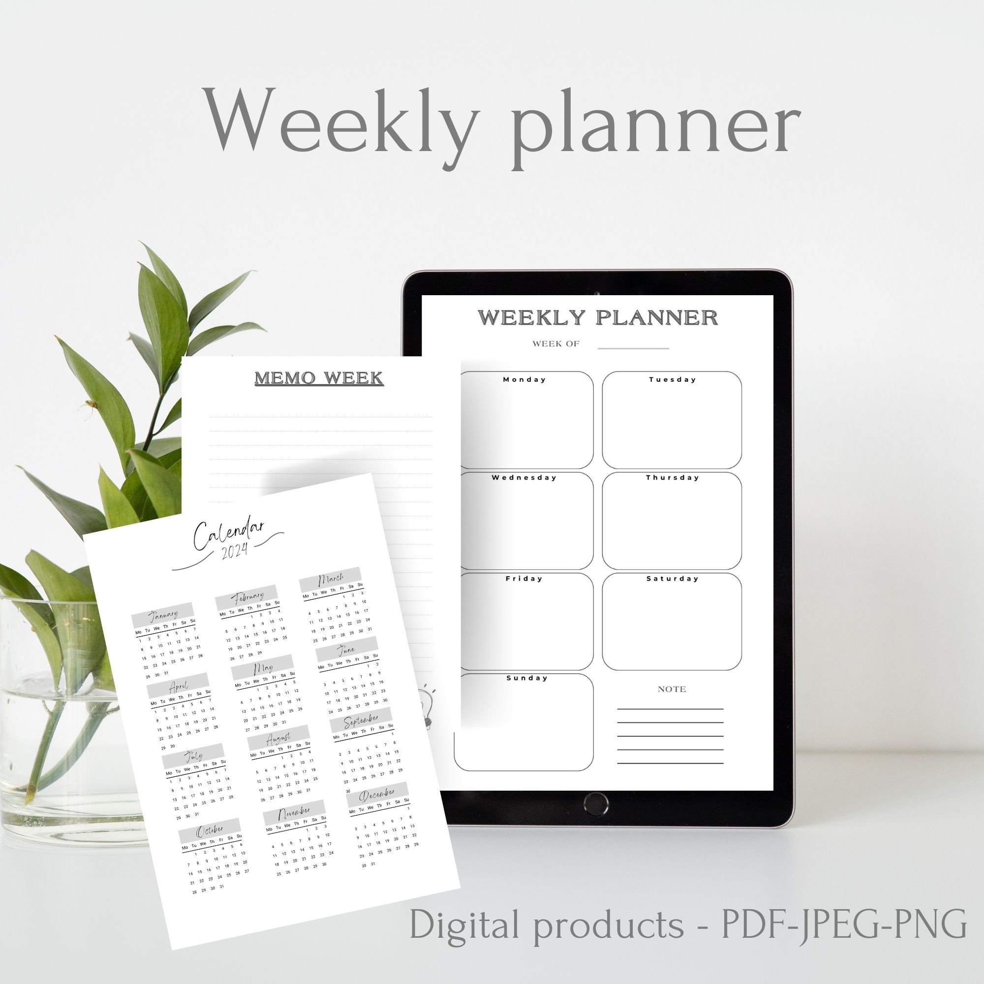 Digital Weekly Planner Template and Yearly Planner - Etsy