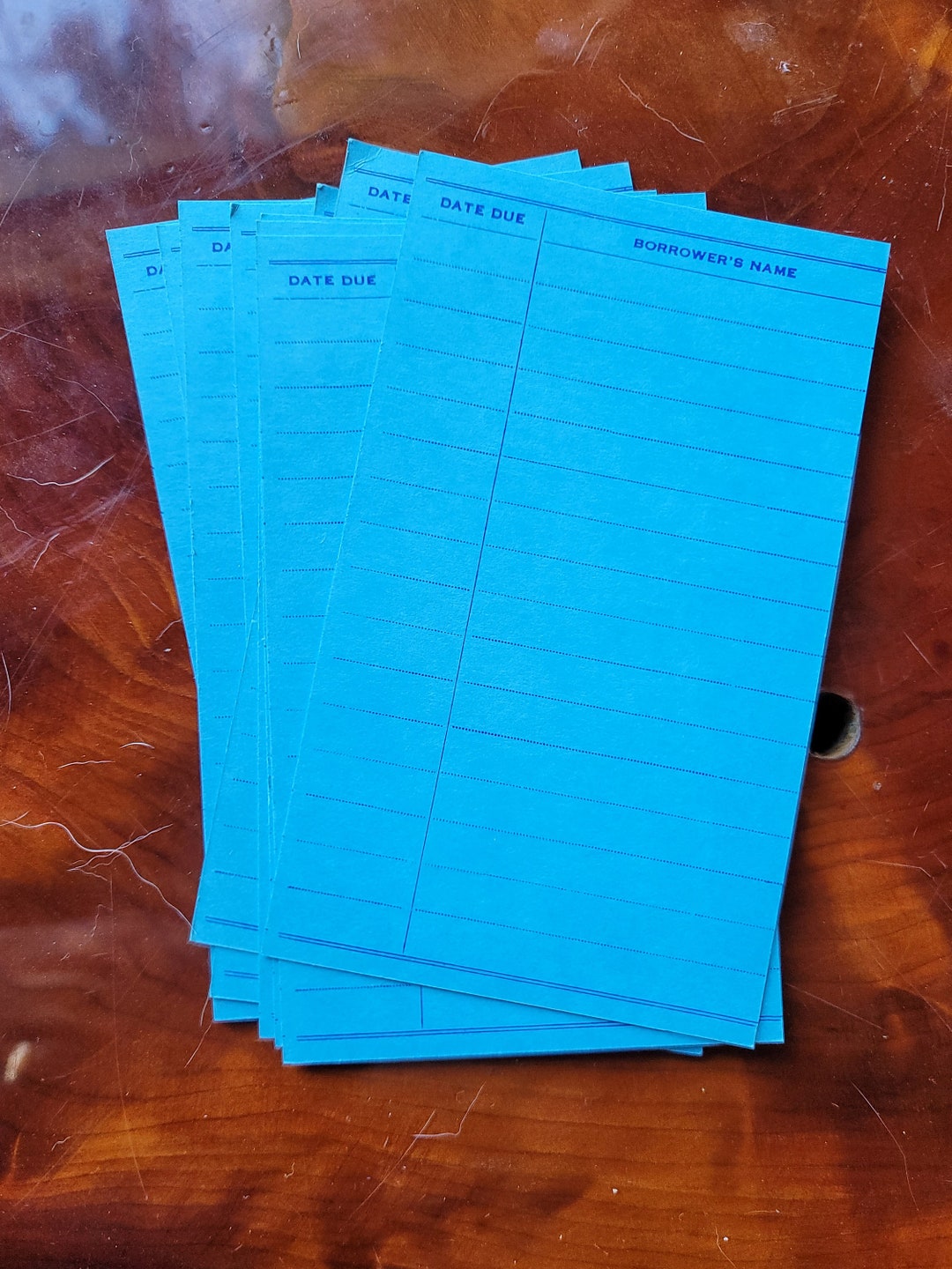 Ephemera Lot of Darker Blue Library Cards, 10 Unused Cards, Vintage ...