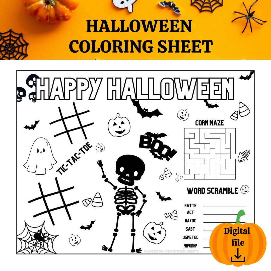 Halloween Coloring Sheet - Etsy