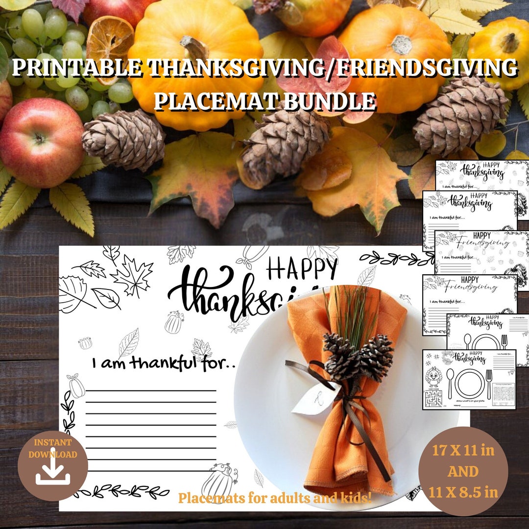 Printable Thanksgiving & Friendsgiving Placemats for Adults and Kids ...