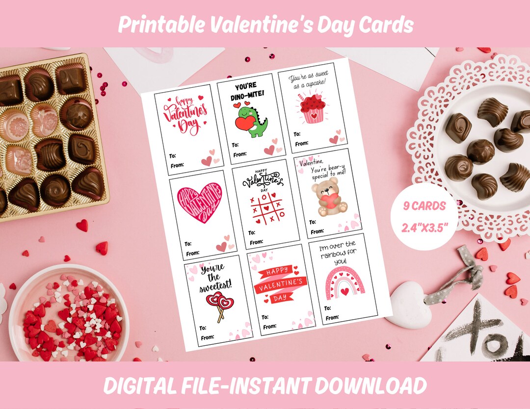 Printable Valentine's Day Cards - Etsy