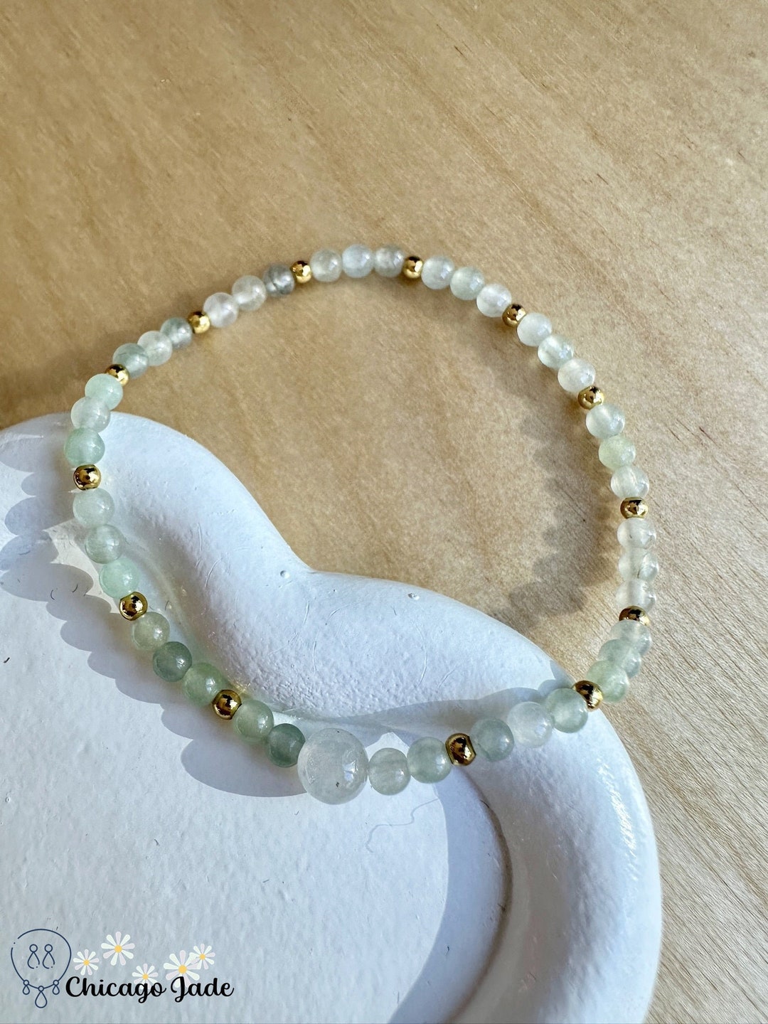 Sage Theme Jadeite Beaded Bracelet - Etsy