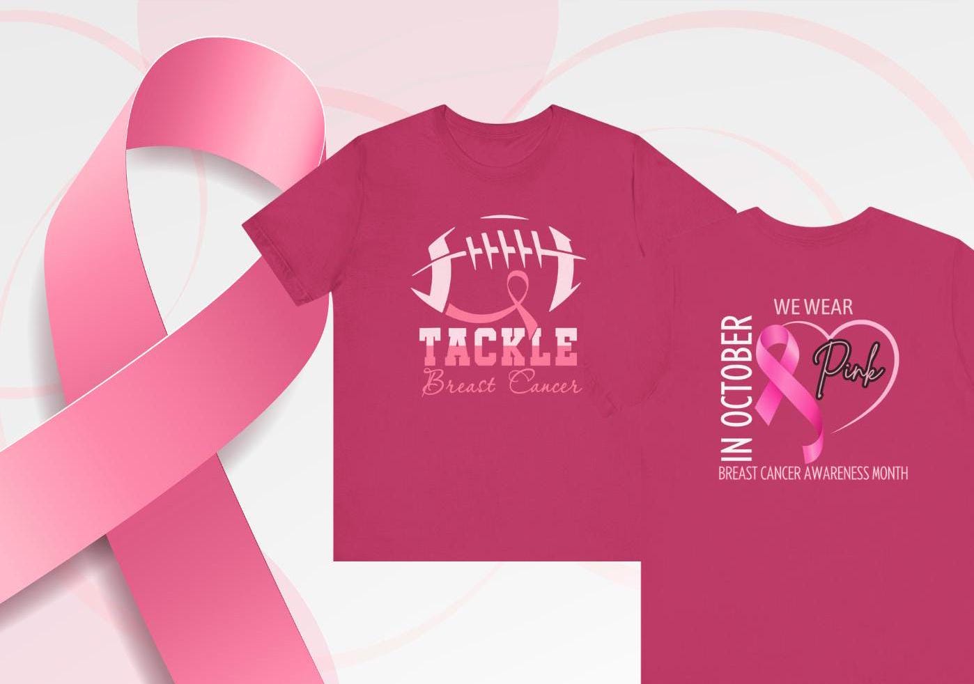 Breast Cancer Awareness Month Shirt October We Wear Pink Tackle Cancer ...