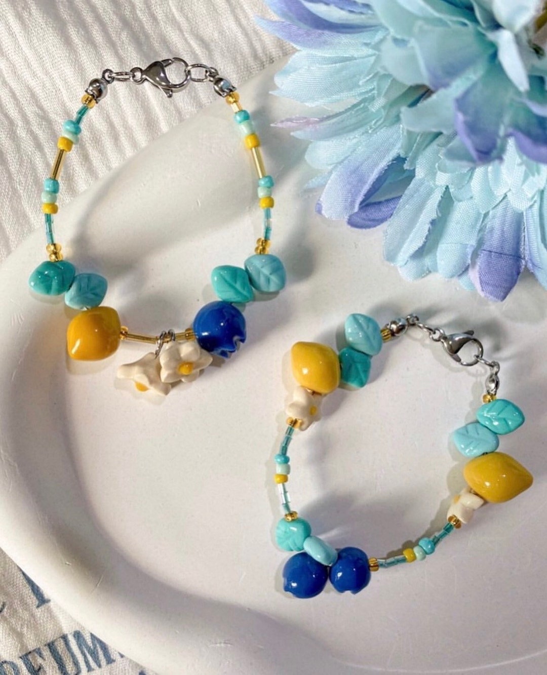 Lemon Bracelet, Blueberry Bracelet, Flower Bracelet, Cute Bracelet ...