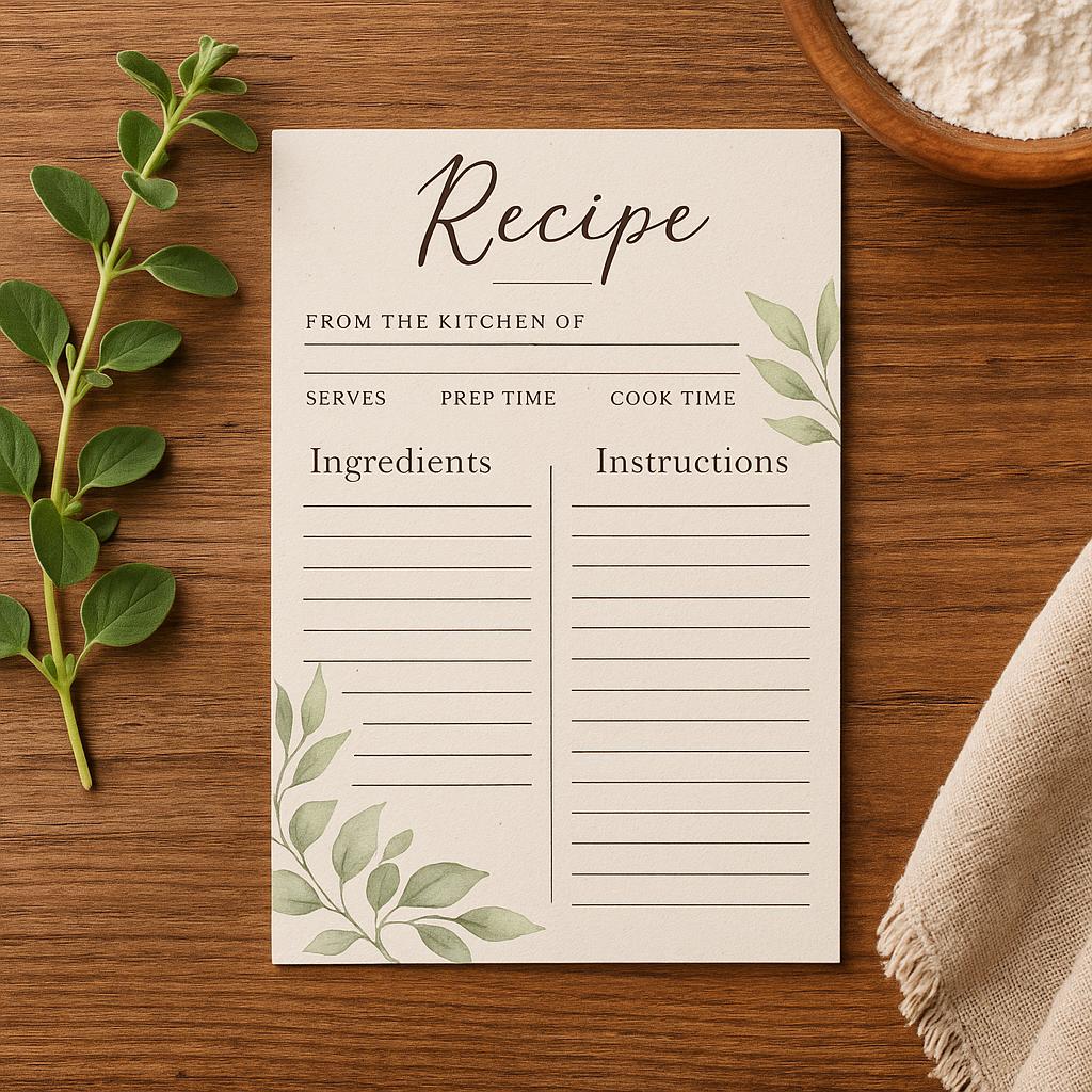 Rustic Farmhouse Recipe Cards Printable | 4x6 Editable Canva Template ...