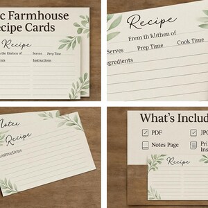 Rustic Farmhouse Recipe Cards Printable | 4x6 Editable Canva Template ...