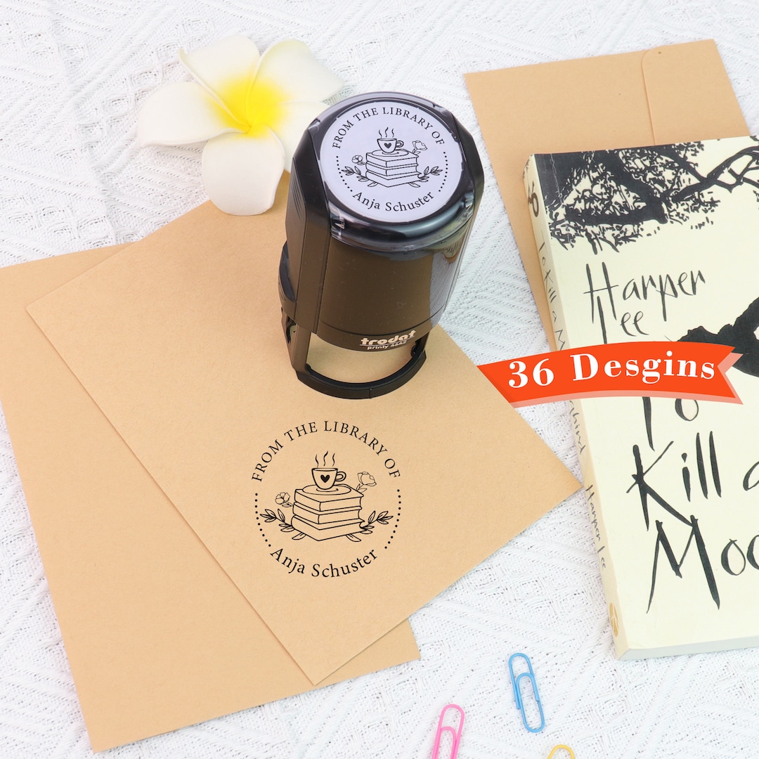 Custom Book Stamp, From the Library of Book Embosser,library Stamp,ex ...