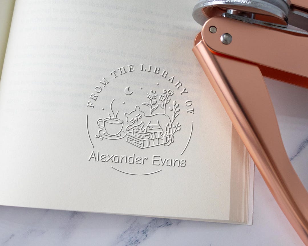 Personalized Book Embosser, Custom Book Stamp, Library Embosser Stamp ...