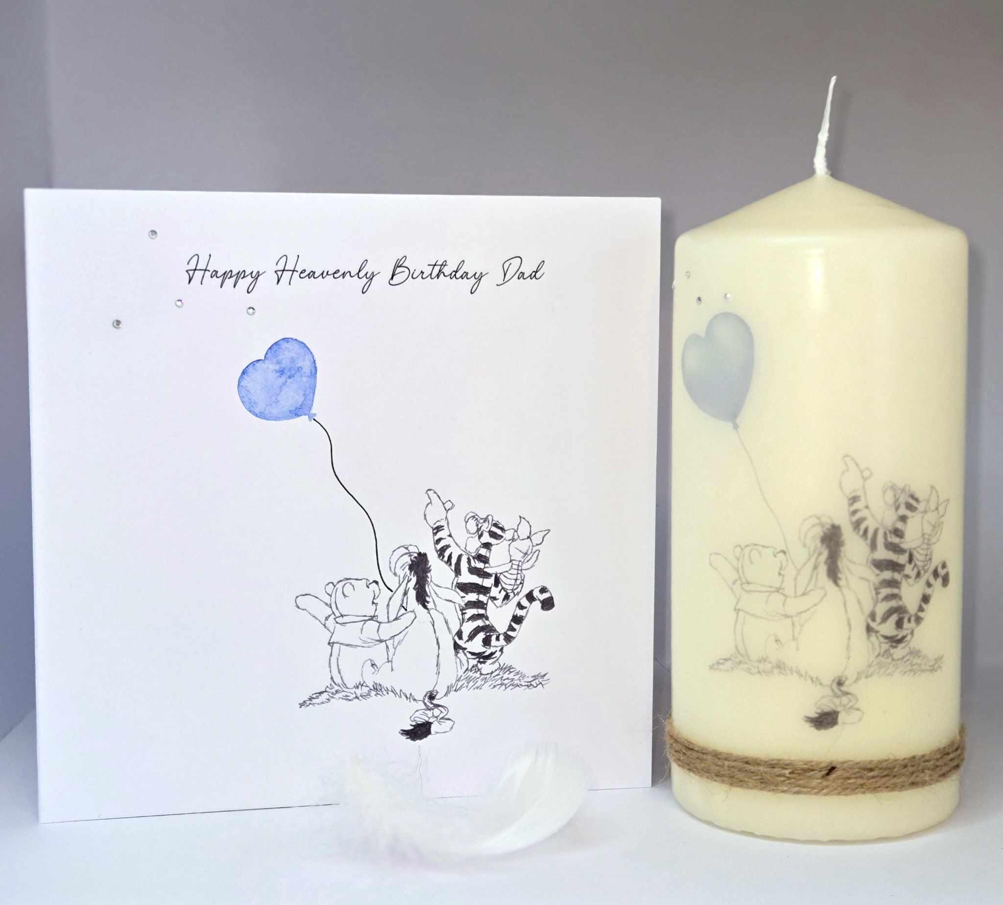 Beautiful Watercolour Winnie the Pooh Sympathy Card and Candle - Etsy