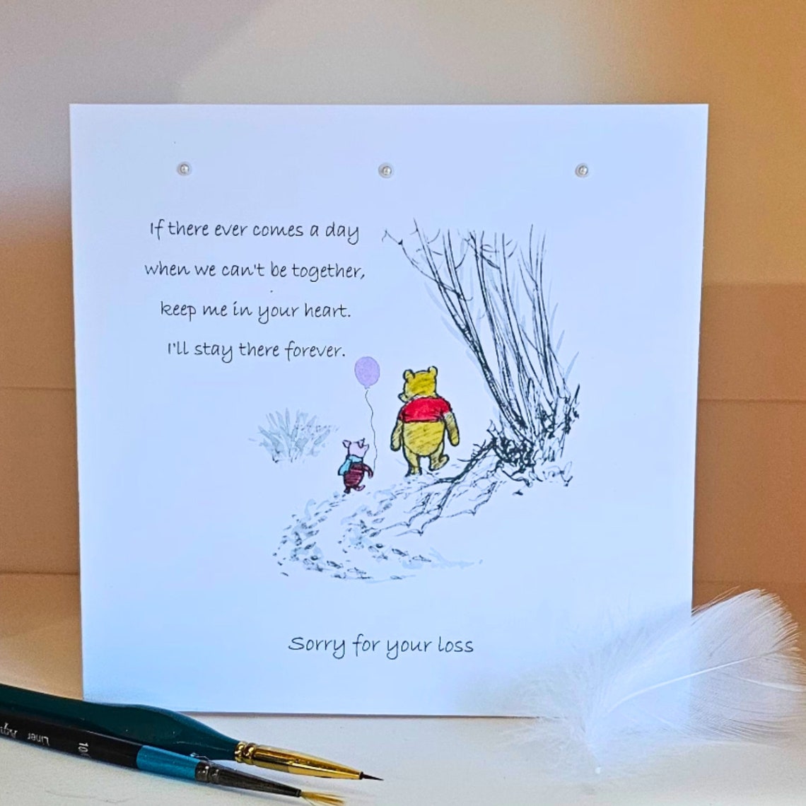 Winne the Pooh Beautiful Hand Water Coloured Balloon Sympathy Card. - Etsy