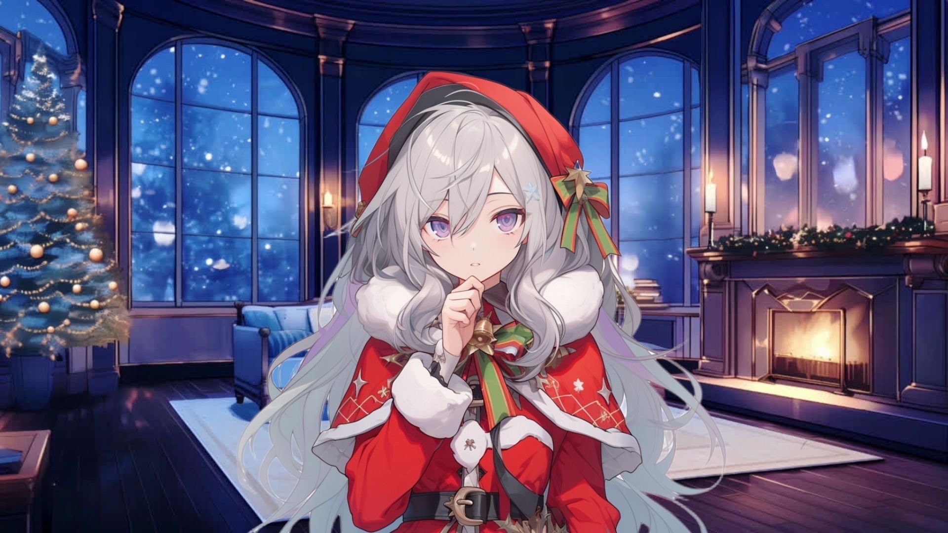 Vtuber Animated Background | Christmas Snowy Living Room Animated ...