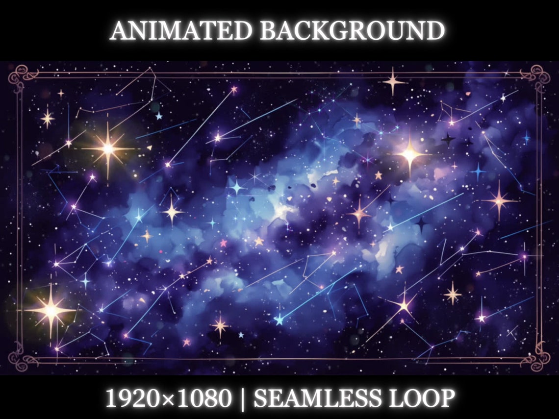Vtuber Animated Background | Mysterious Purple Starry Sky Background ...