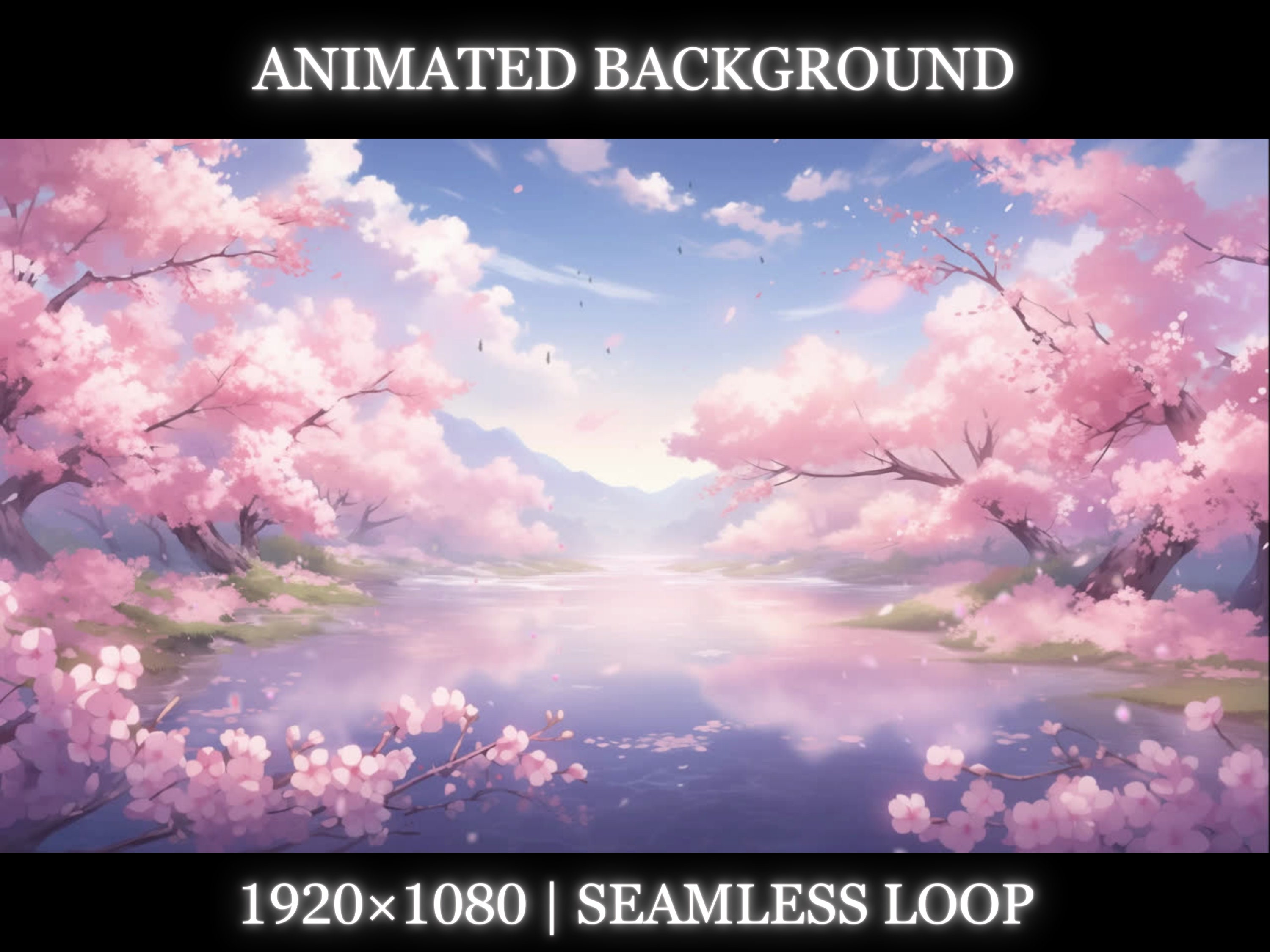Vtuber Animated Background Spring Lake With Sakura Animated Background ...