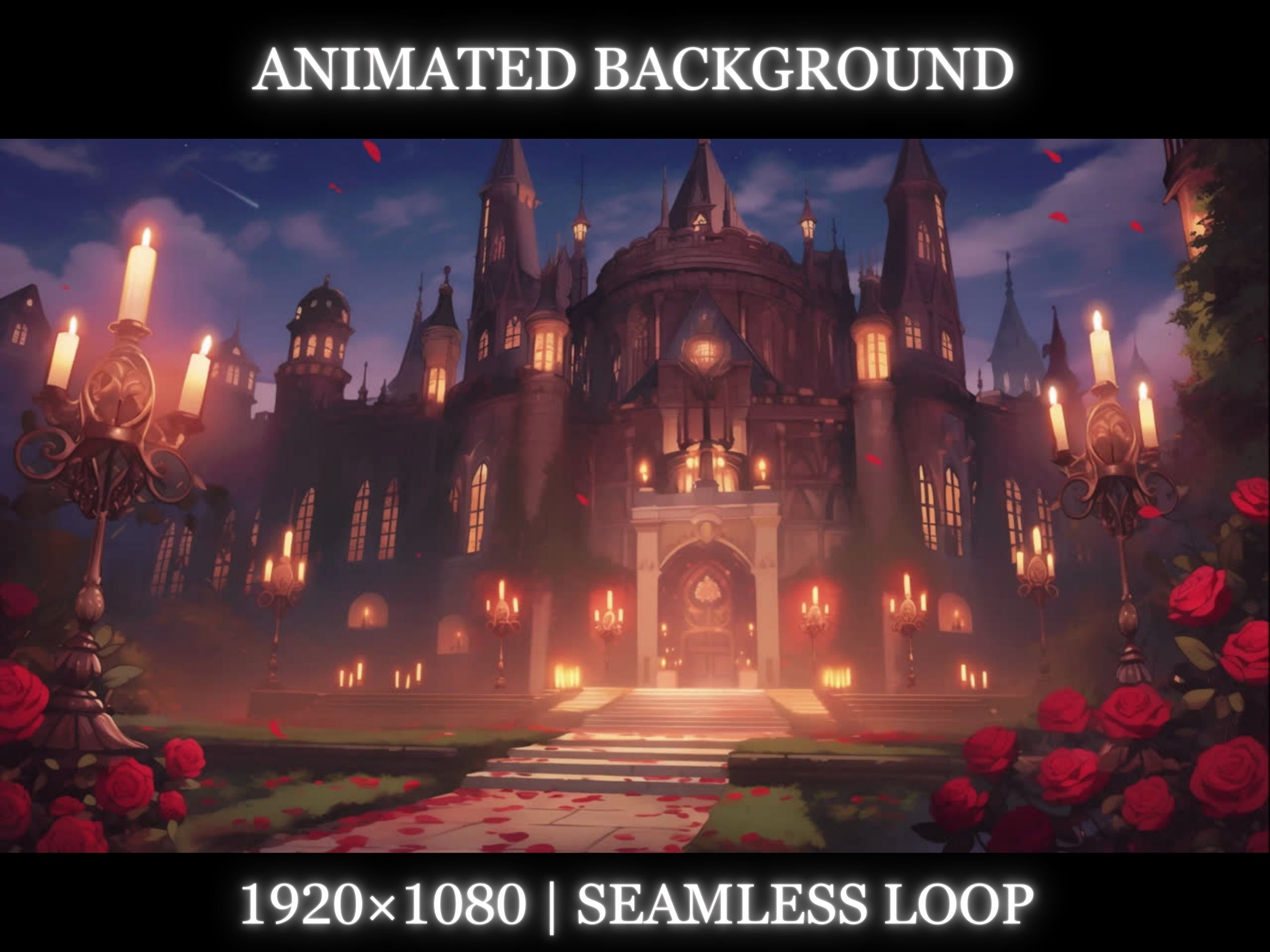 Vtuber Animated Background | Romantic Castle With Roses Animated ...