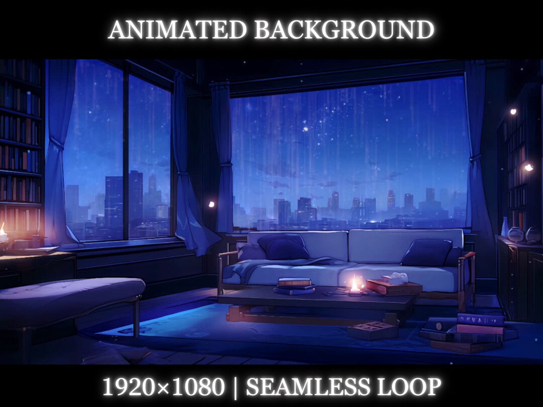 Vtuber Animated Background | Starry Living Room Animated Background ...