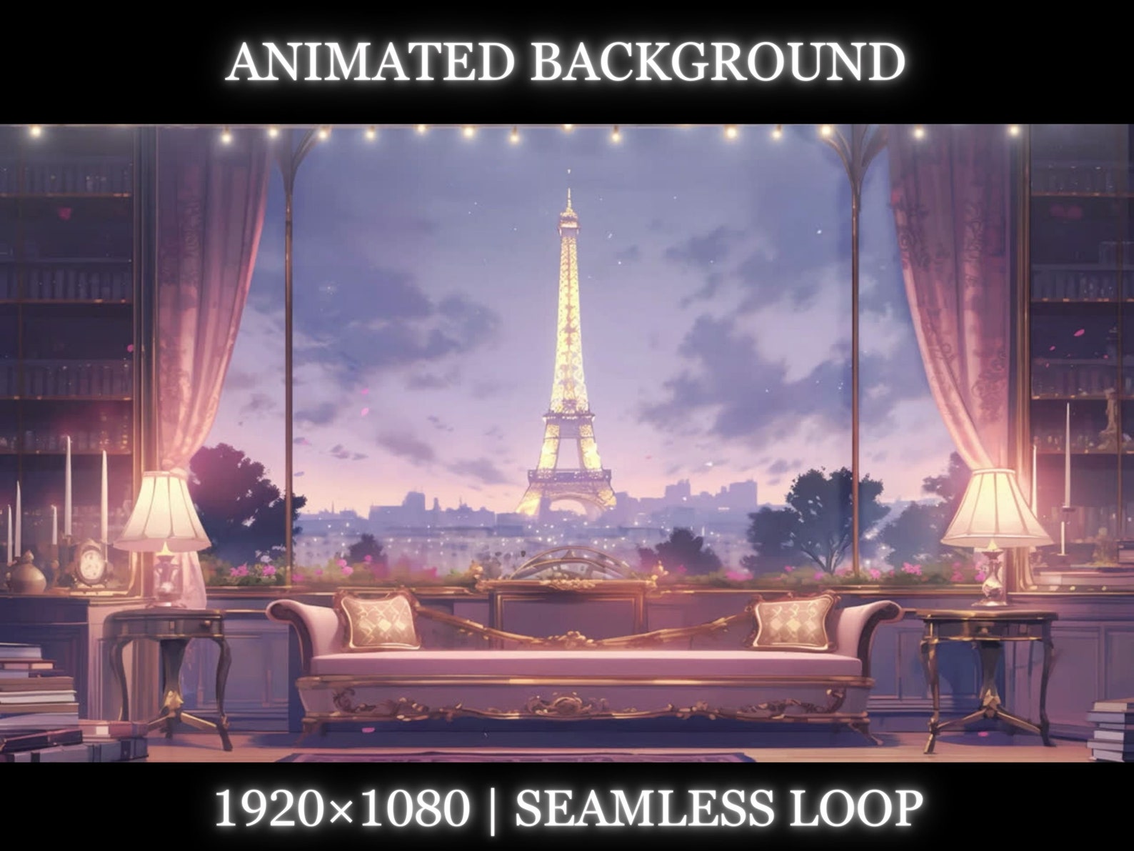 Vtuber Animated Background Eiffel Tower Dawn Animated Background Twitch ...