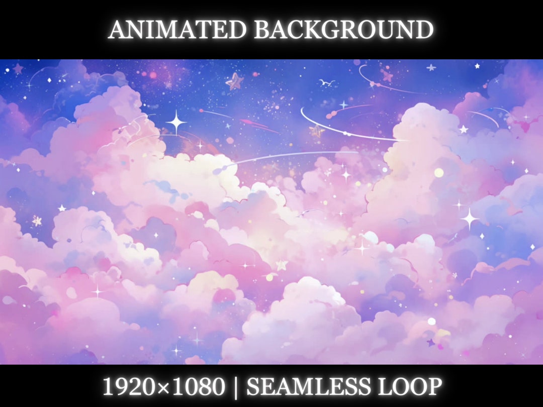 Vtuber Animated Background | Purple Pink Starry Sky Animated Background ...