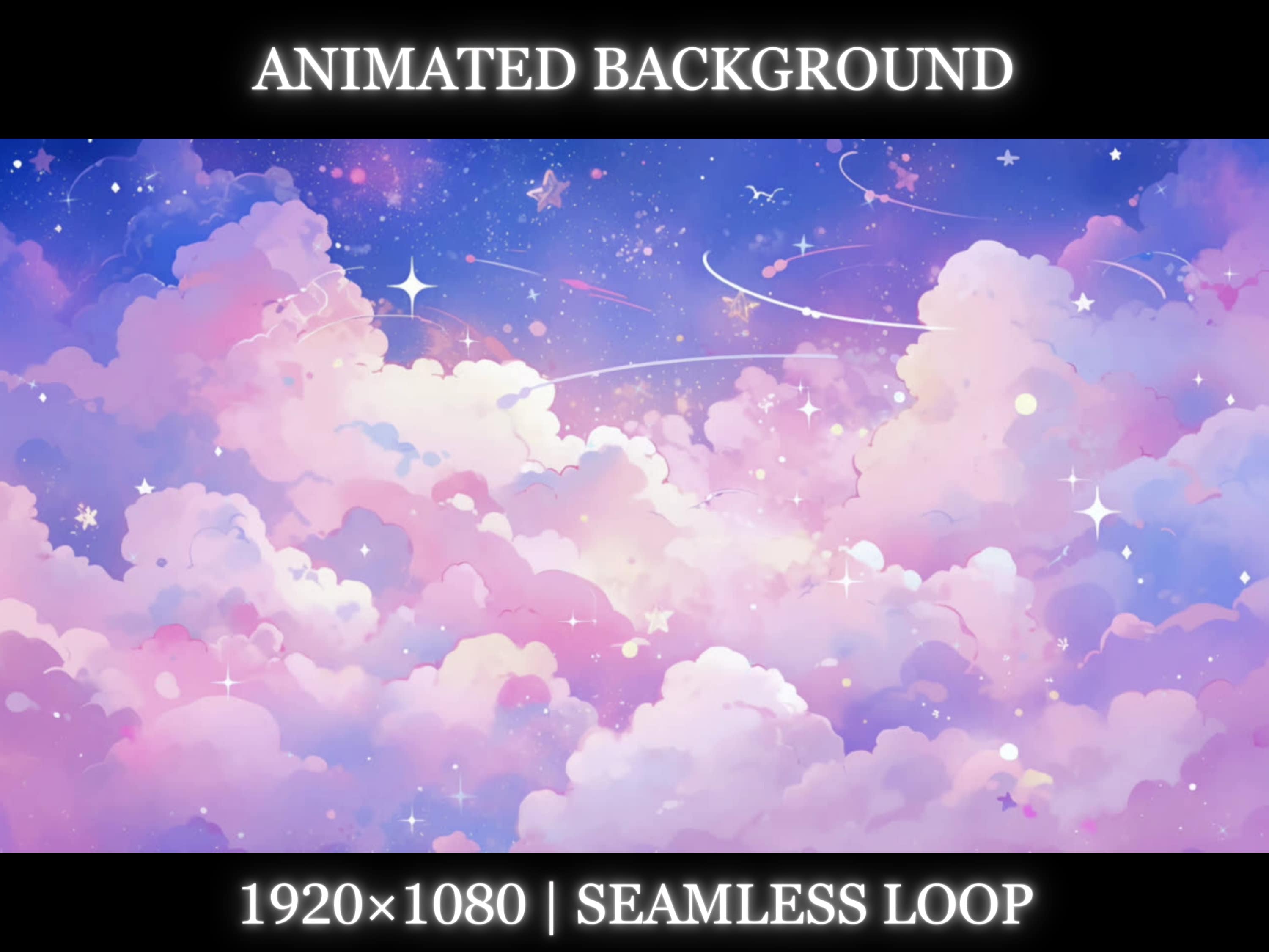 Vtuber Animated Background | Purple Pink Starry Sky Animated Background ...