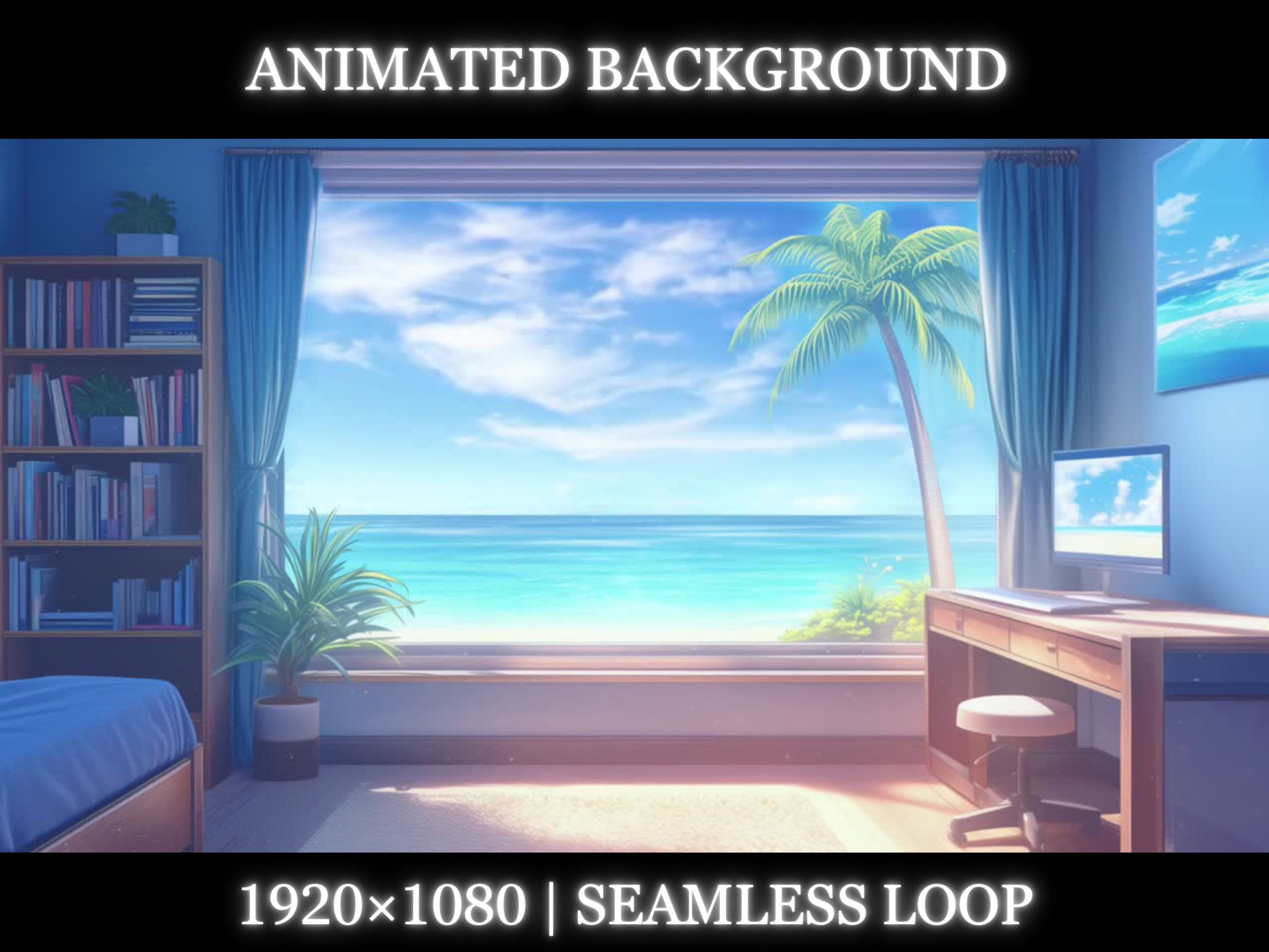 Vtuber Animated Background Ocean View Bedroom Animated Background ...