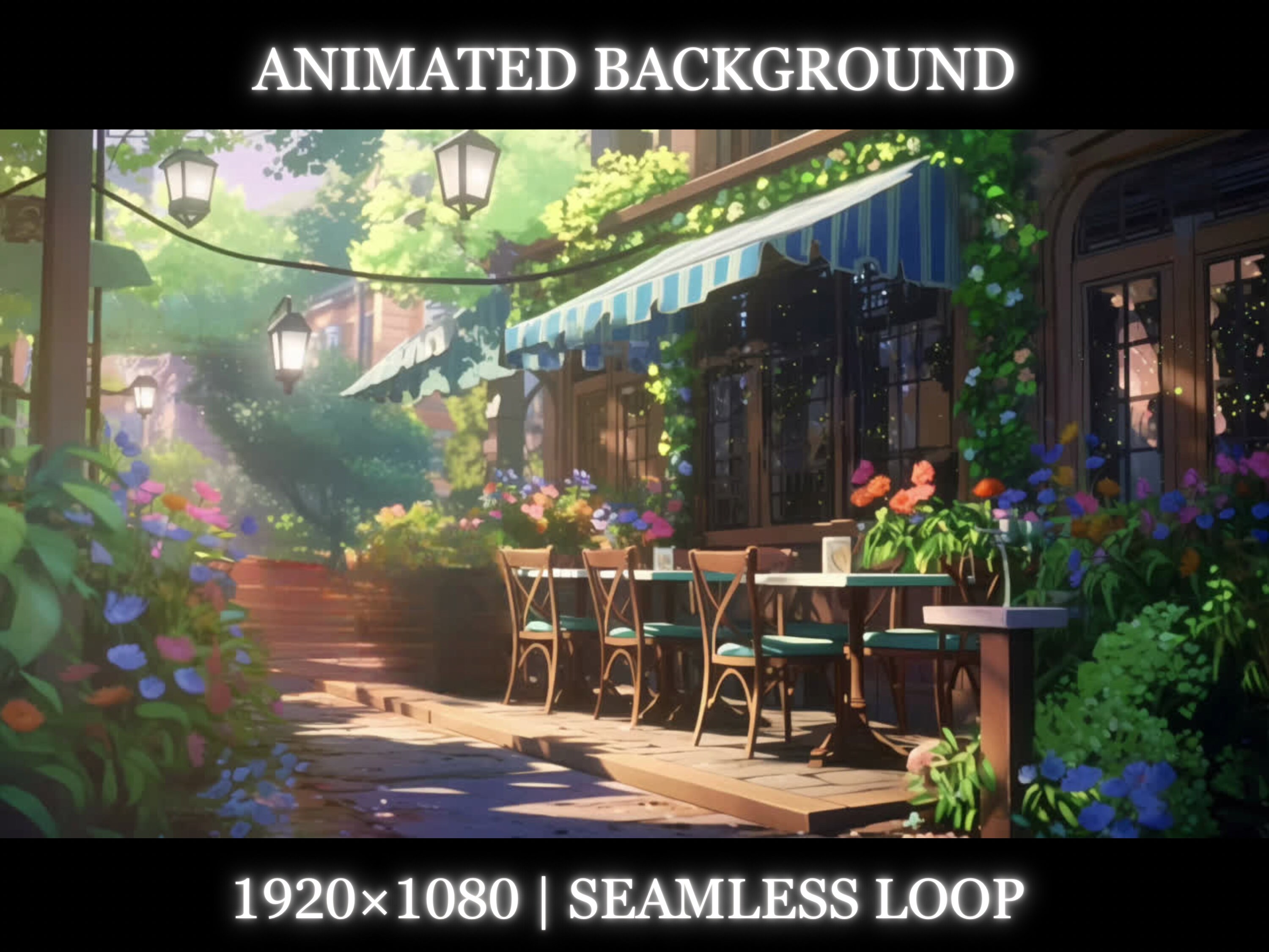 Vtuber Animated Background Outdoor Cafe Animated Background Cafe Twitch ...