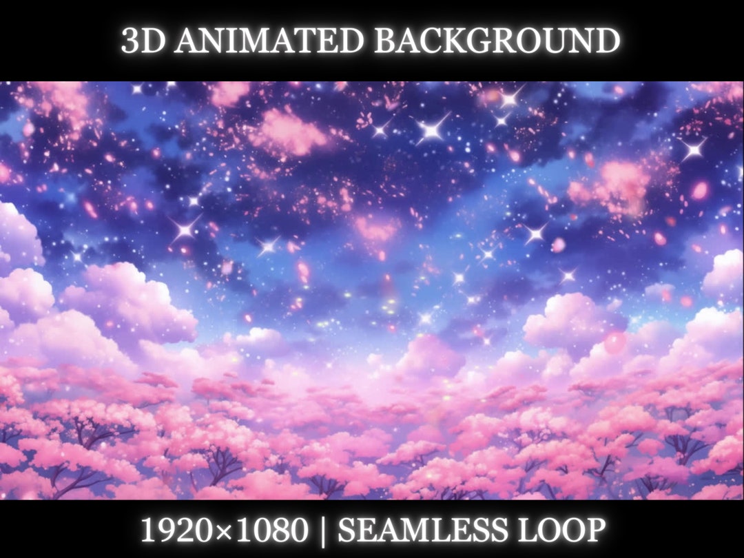Vtuber Animated Background | 3D Night Sakura Animated Background ...
