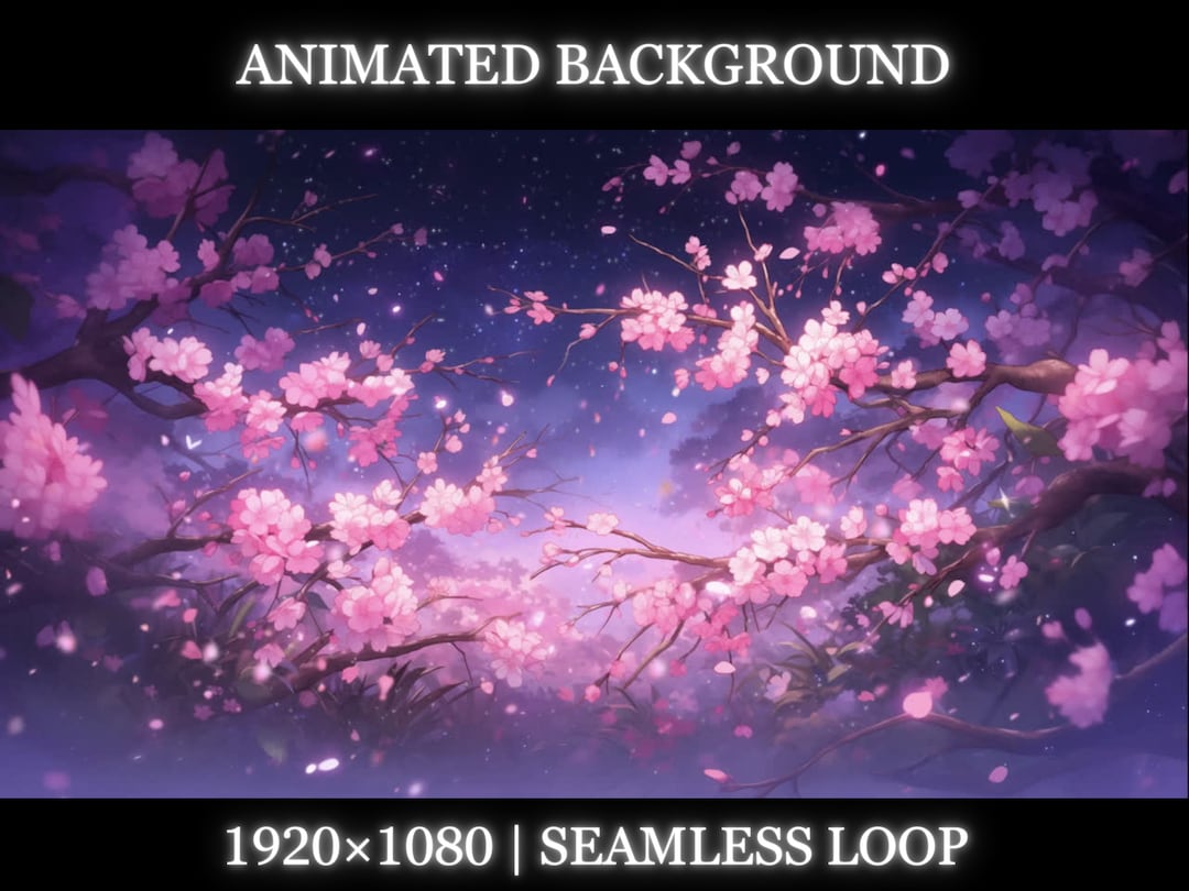 Vtuber Animated Background | Night Sakura Animated Background | Twitch ...