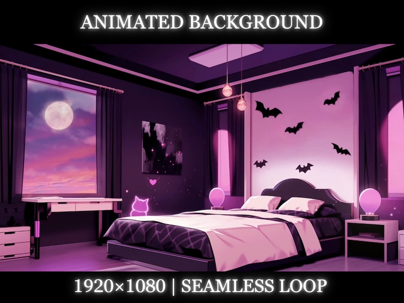 Fundo animado Vtuber Fundo animado inspirado em Kuromi sobreposição de ...