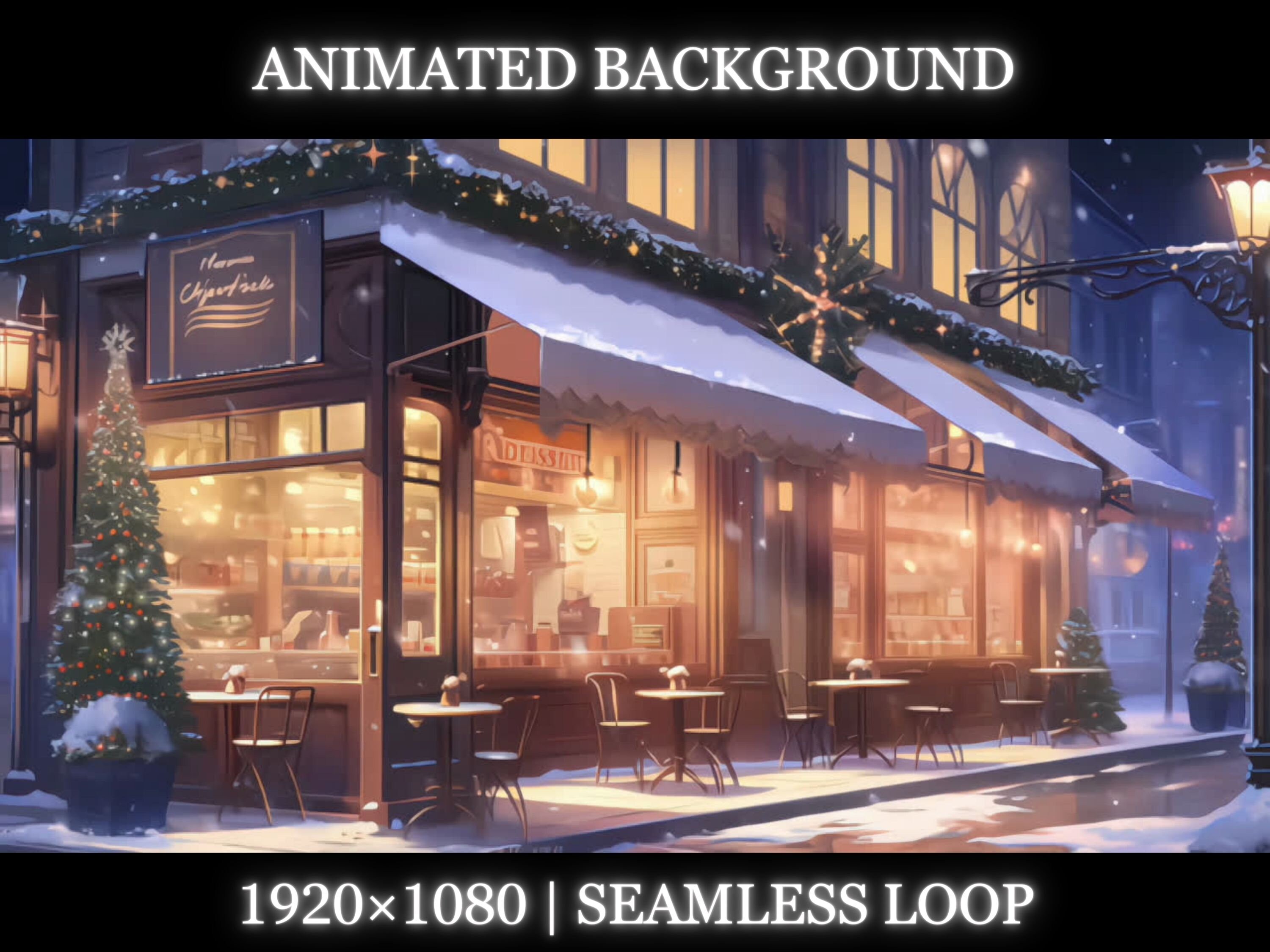 Vtuber Animated Background | Christmas Outdoor Cafe Animated Background ...
