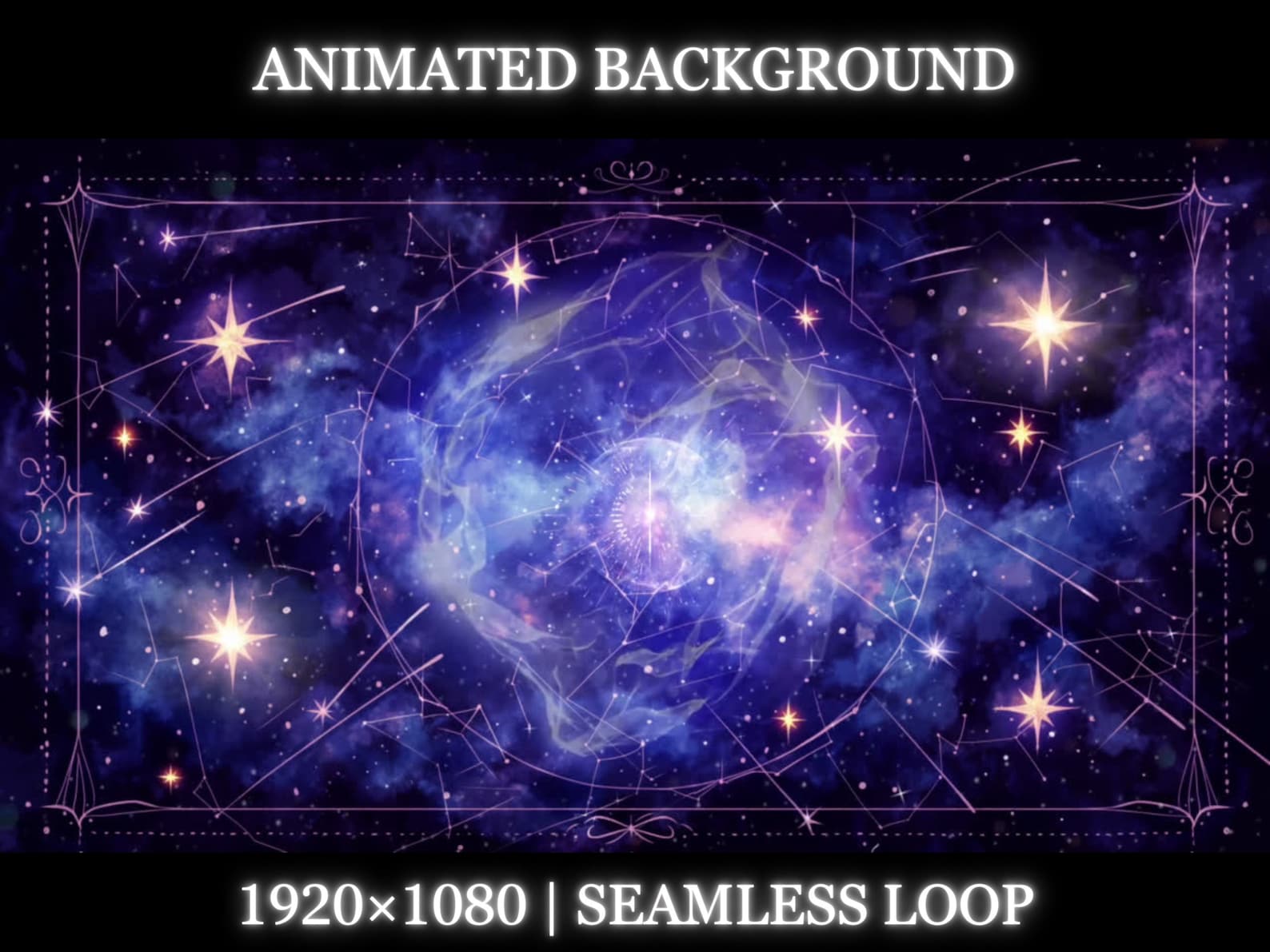 Vtuber Animated Background | Mysterious Purple Starry Sky Background ...