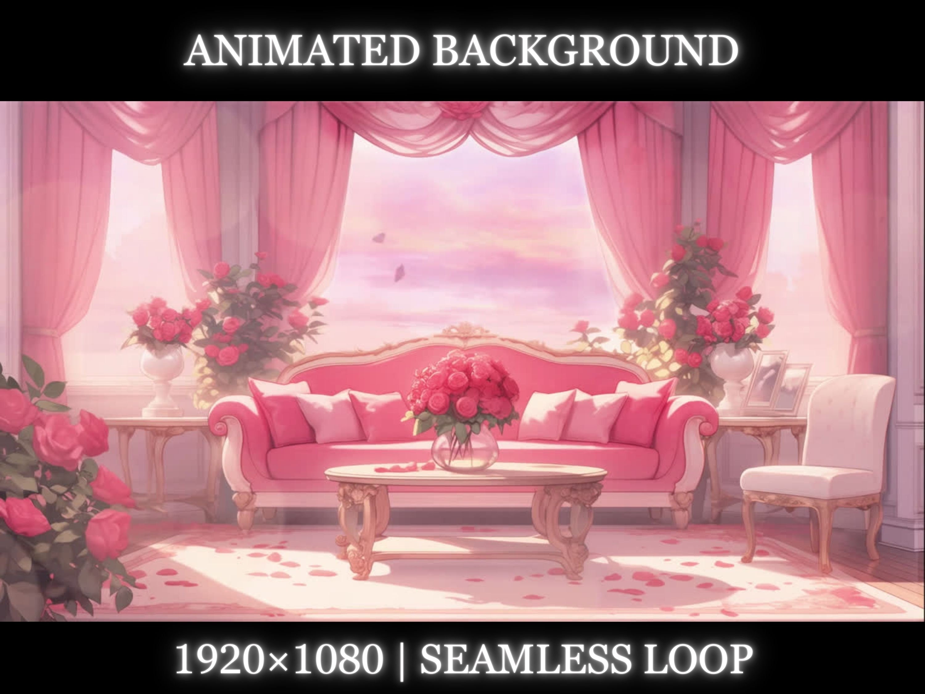Vtuber Animated Background | Romantic Living Room With Roses Animated ...