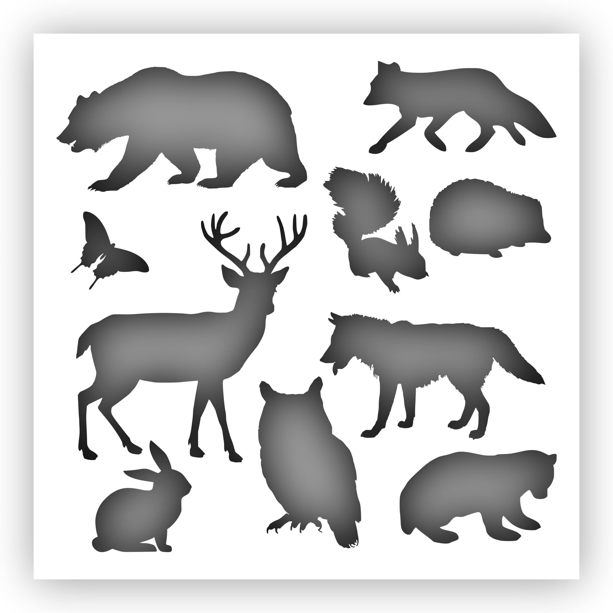 Woodland Animals Stencil - Choose a Size - Laser-cut Reusable Plastic ...