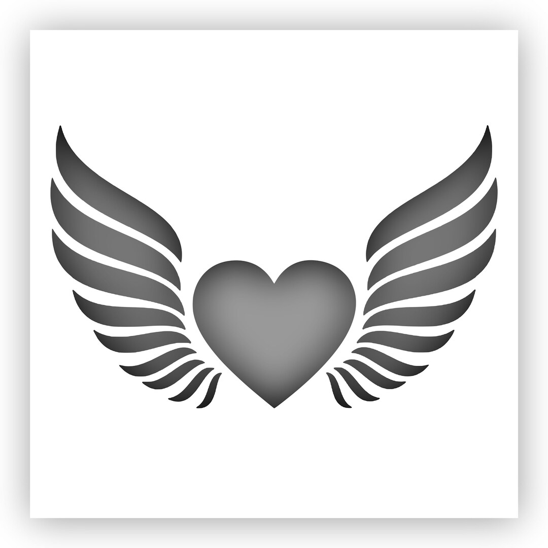 Heart With Wings Flying Heart Stencil - Choose a Size - Laser-cut ...