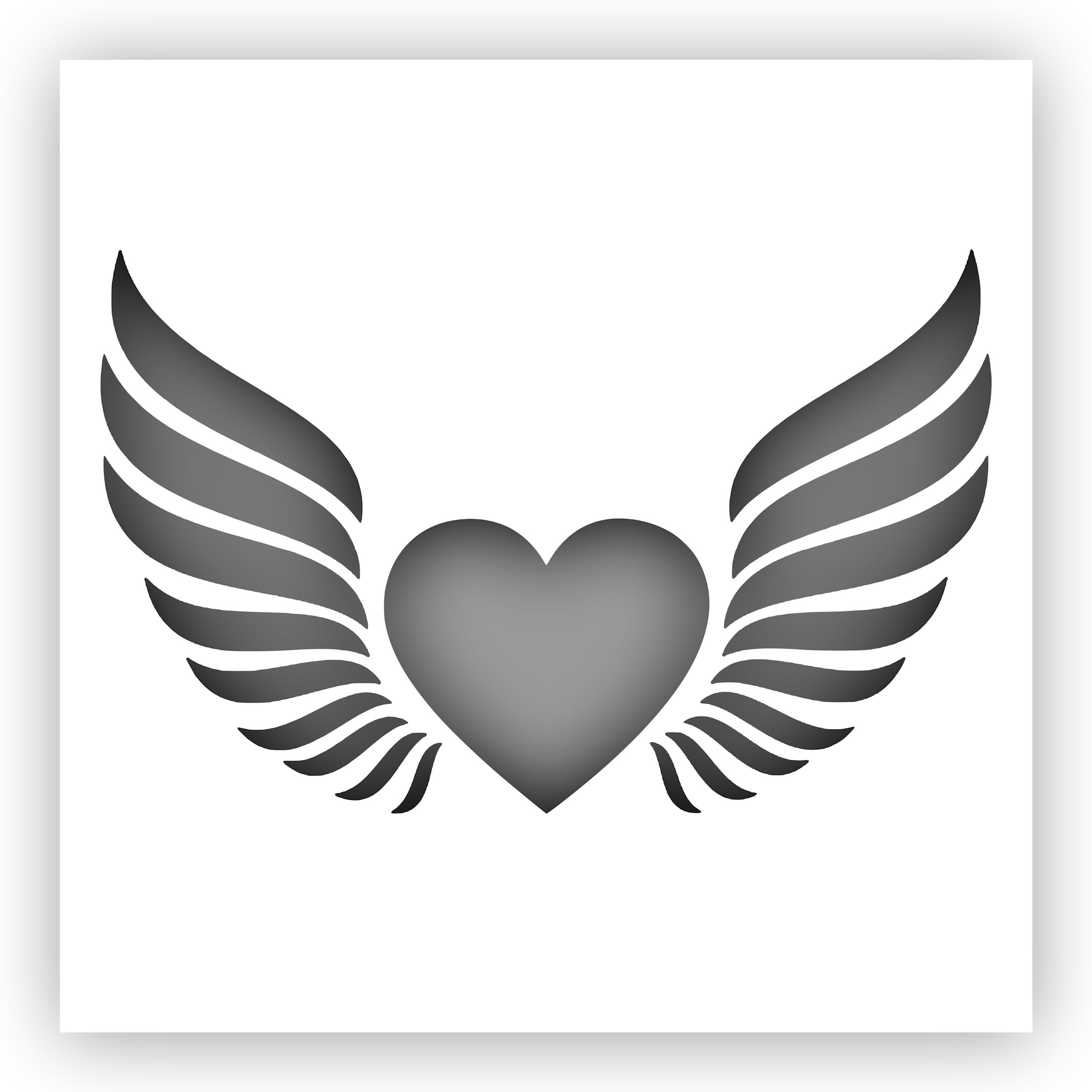 Heart With Wings Flying Heart Stencil - Choose a Size - Laser-cut ...