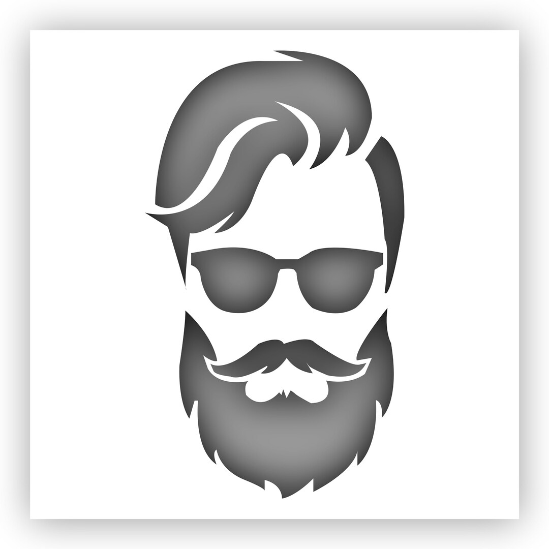 Beard Mustache Man Stencil - Choose a Size - Laser-cut Reusable Plastic - Etsy
