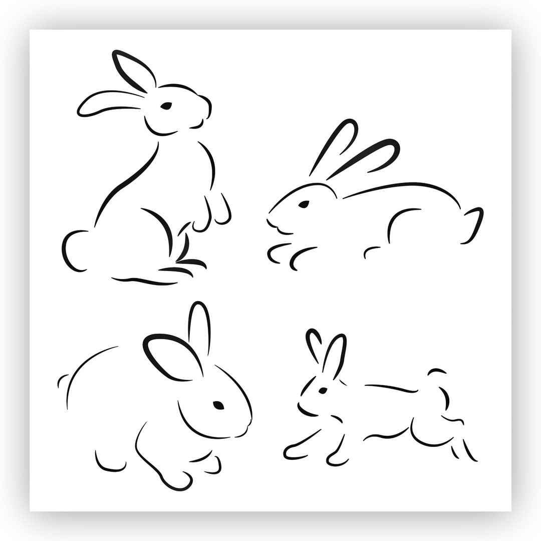 Rabbits Easter Bunny Stencil - Choose a Size - Laser-cut Reusable ...