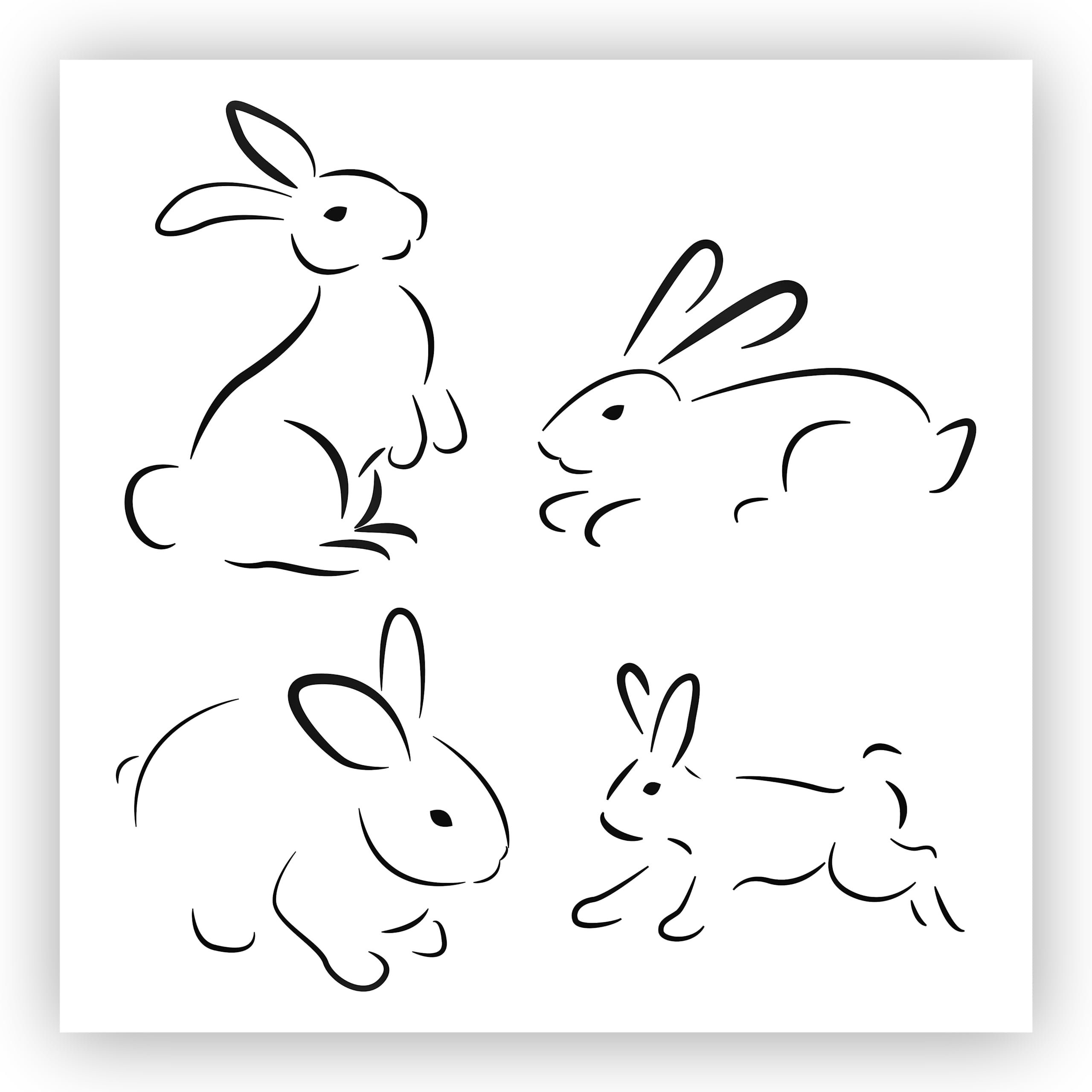 Rabbits Easter Bunny Stencil - Choose a Size - Laser-cut Reusable ...