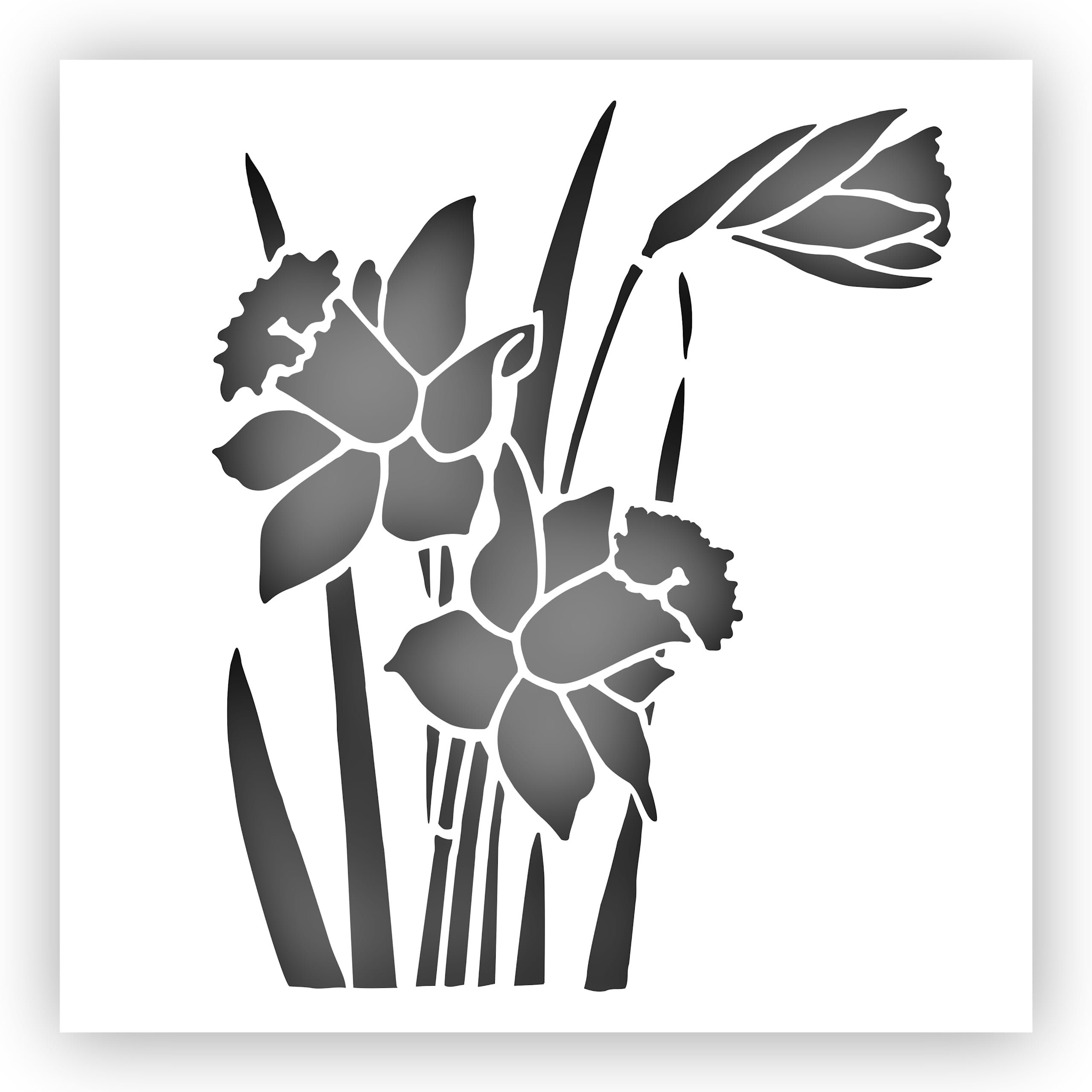 Narcissus Daffodil Flower Stencil - Choose a Size - Laser-cut Reusable ...