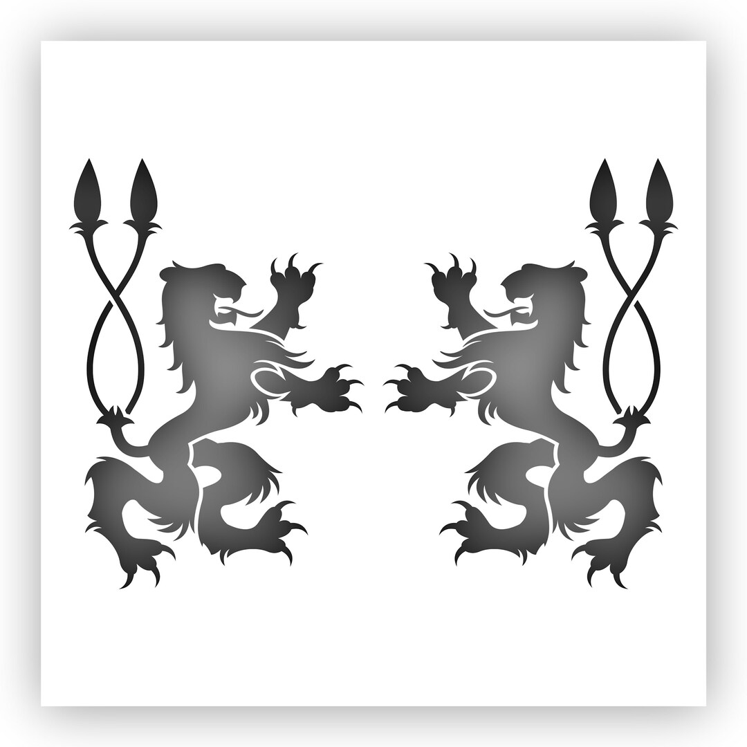 Lions Doubletail Heraldry Stencil - Choose a Size - Laser-cut Reusable ...