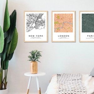 Set of 3 Custom Maps, Our Story Map Set, Where We Met Map, First Date ...