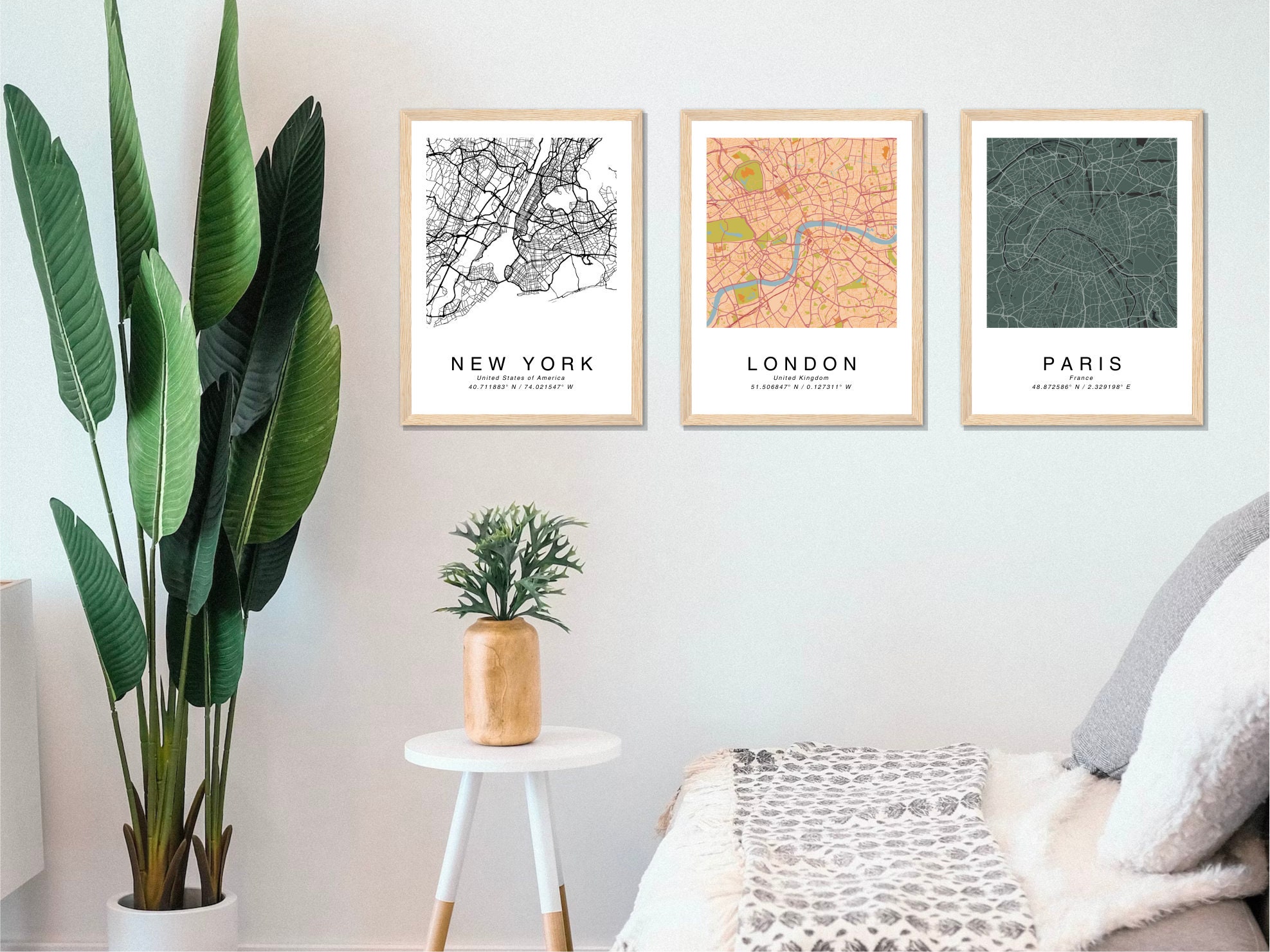 Set of 3 Custom Maps, Our Story Map Set, Where We Met Map, First Date ...